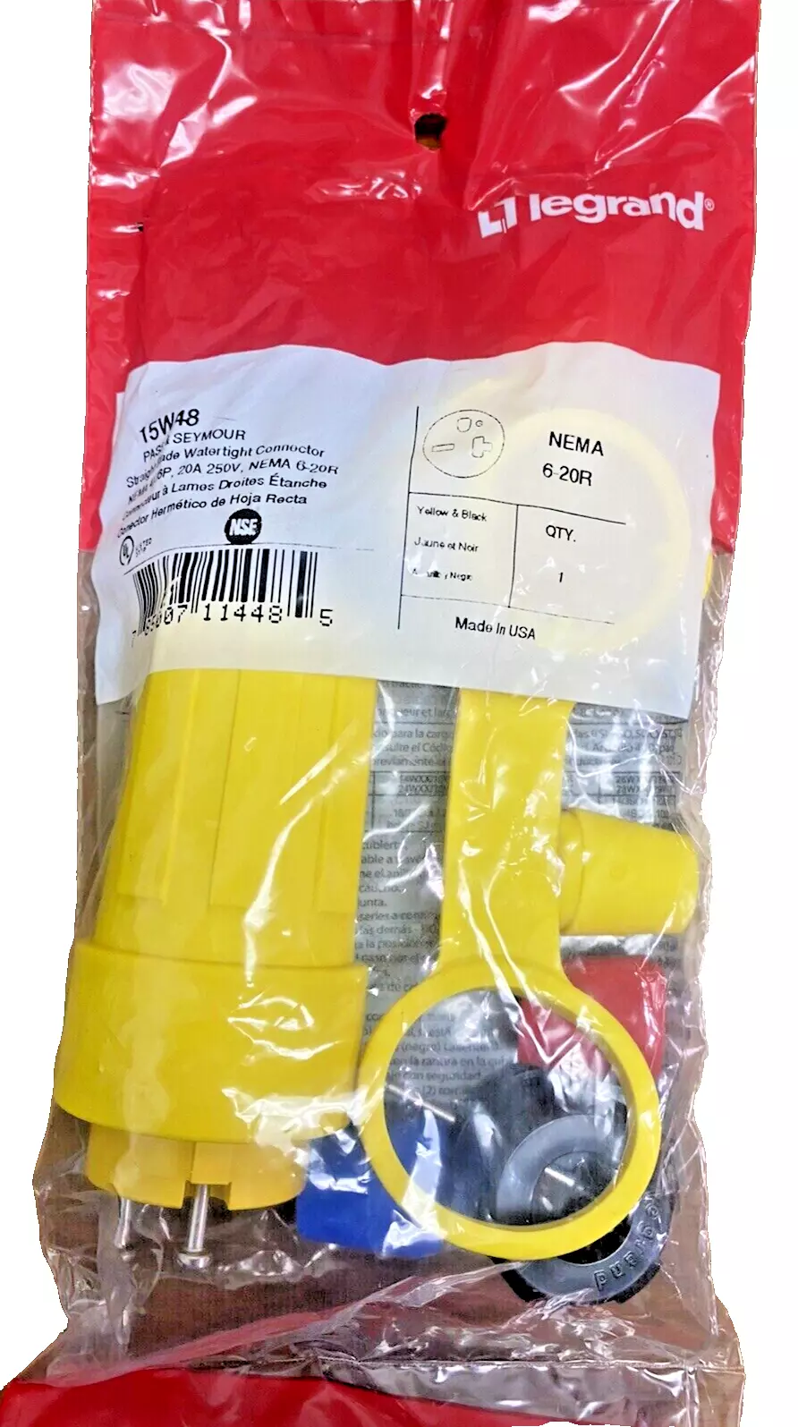 15W-48 20 Amp Industrial Grade Watertight Straight Blade Connector ...