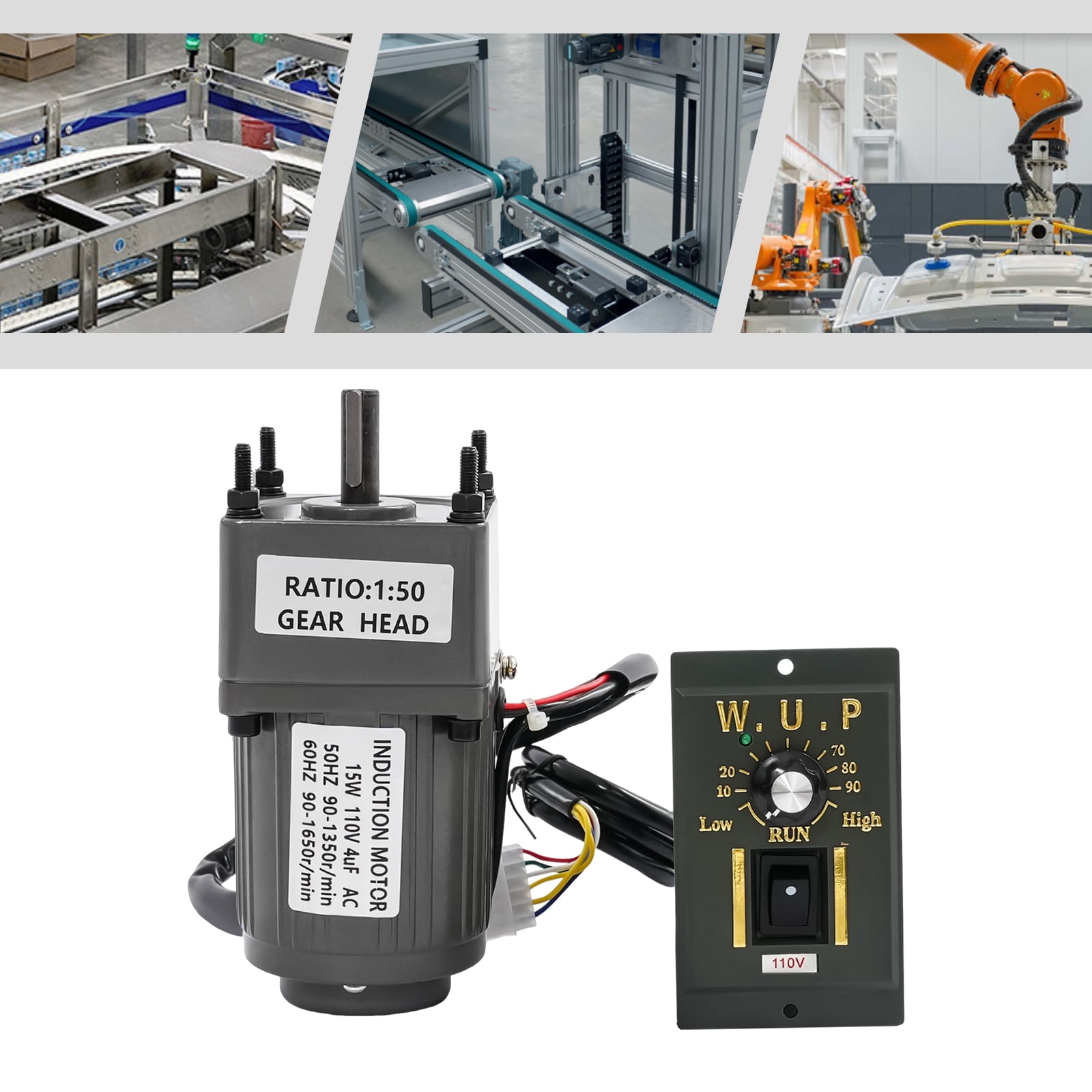 15W Adjustable Speed Motor AC Gear Motor Reversible Motor With ...