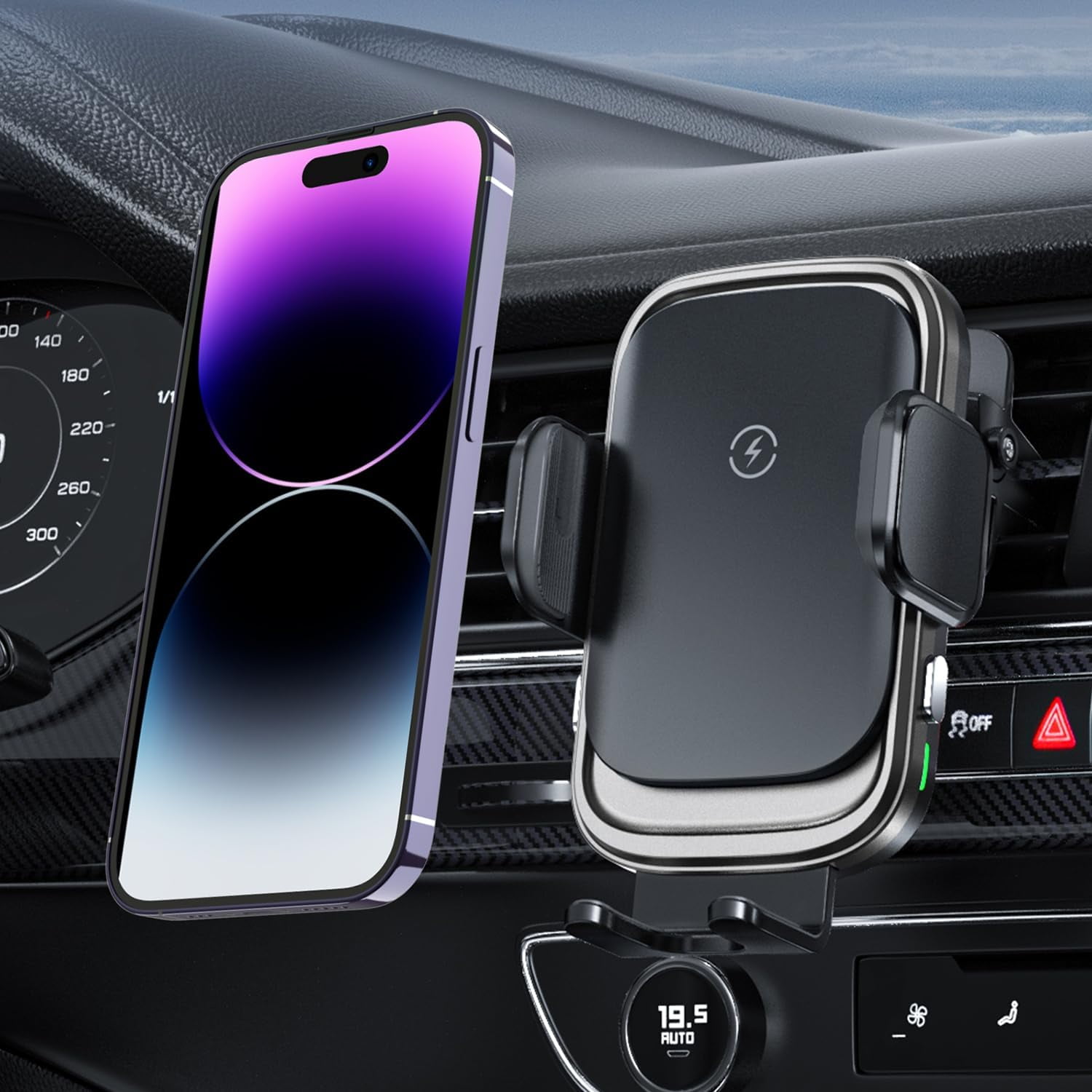 15W Car Phone Holder with Charging Function, Automatic Clamping ...