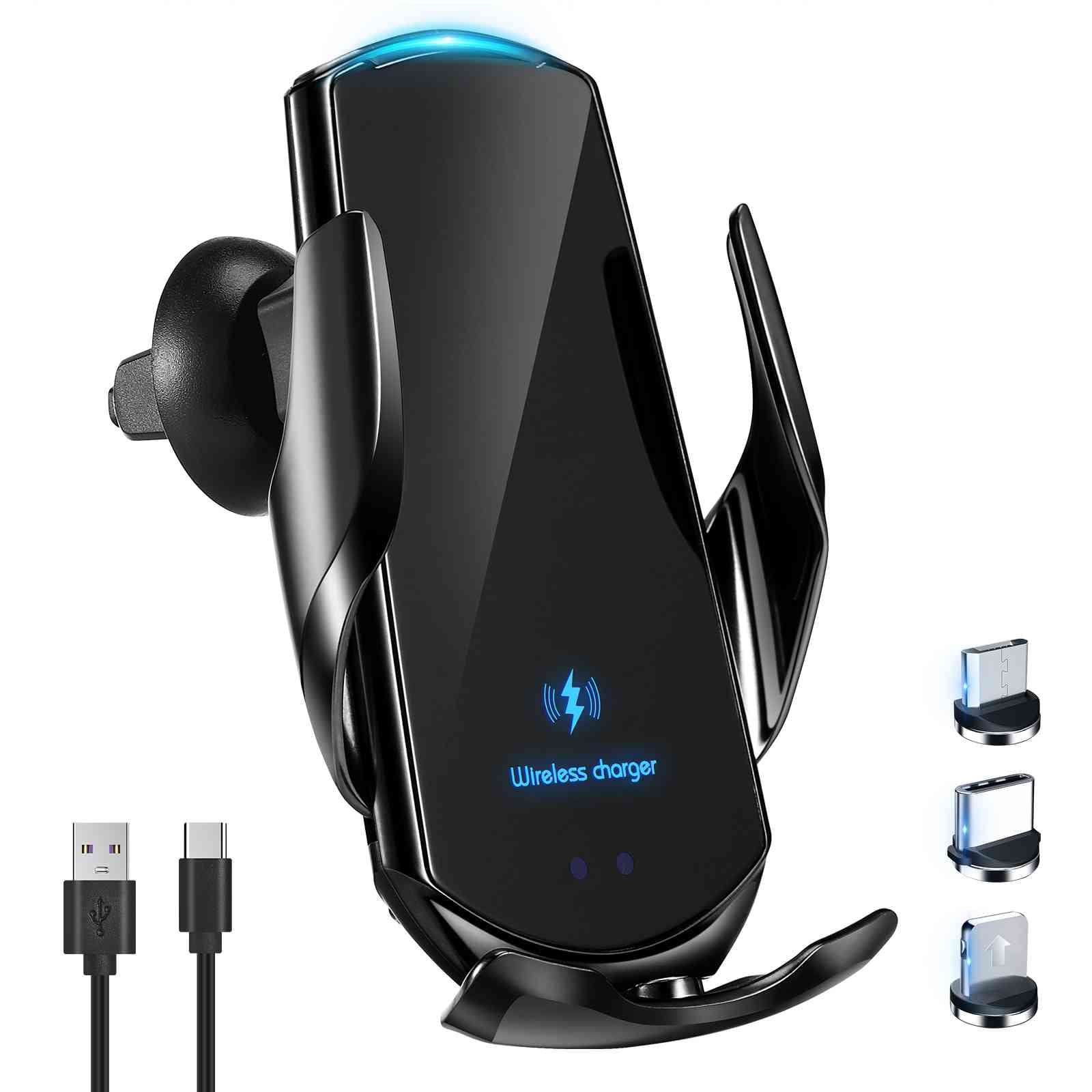15W Fast Wireless Car Charger: Auto-Clamping Phone Holder Mount for ...