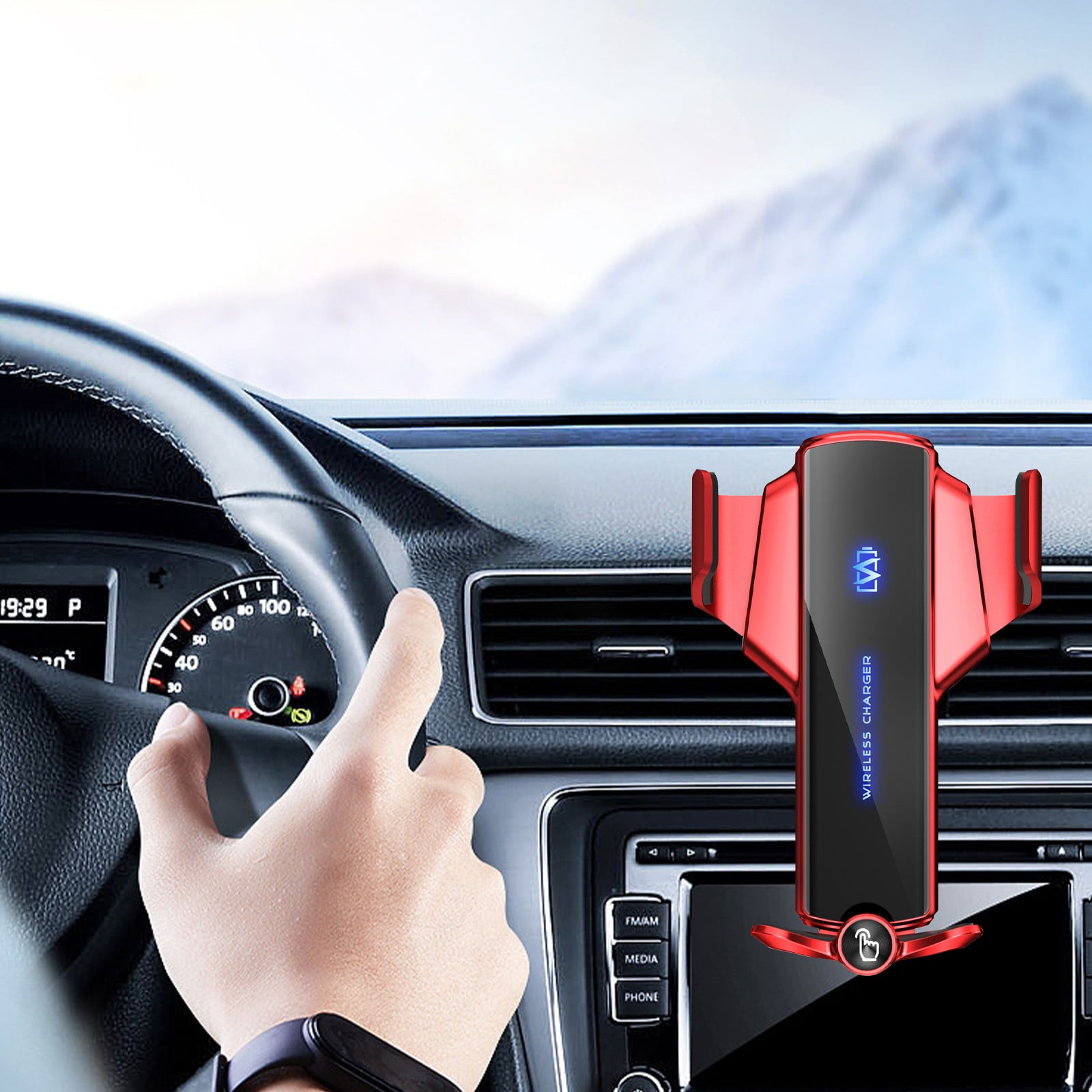 15W Fast Wireless Car Charger, Auto-Clamping Phone Mount with Smart ...