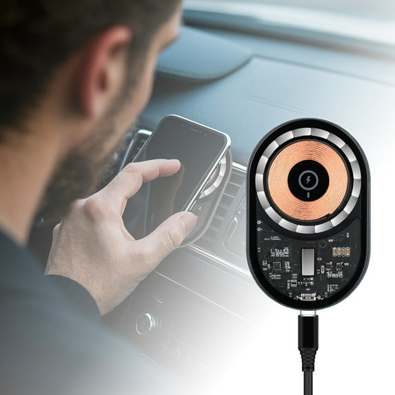 15W Fast Wireless Car Charger Mount with Adjustable Viewing Angle for ...
