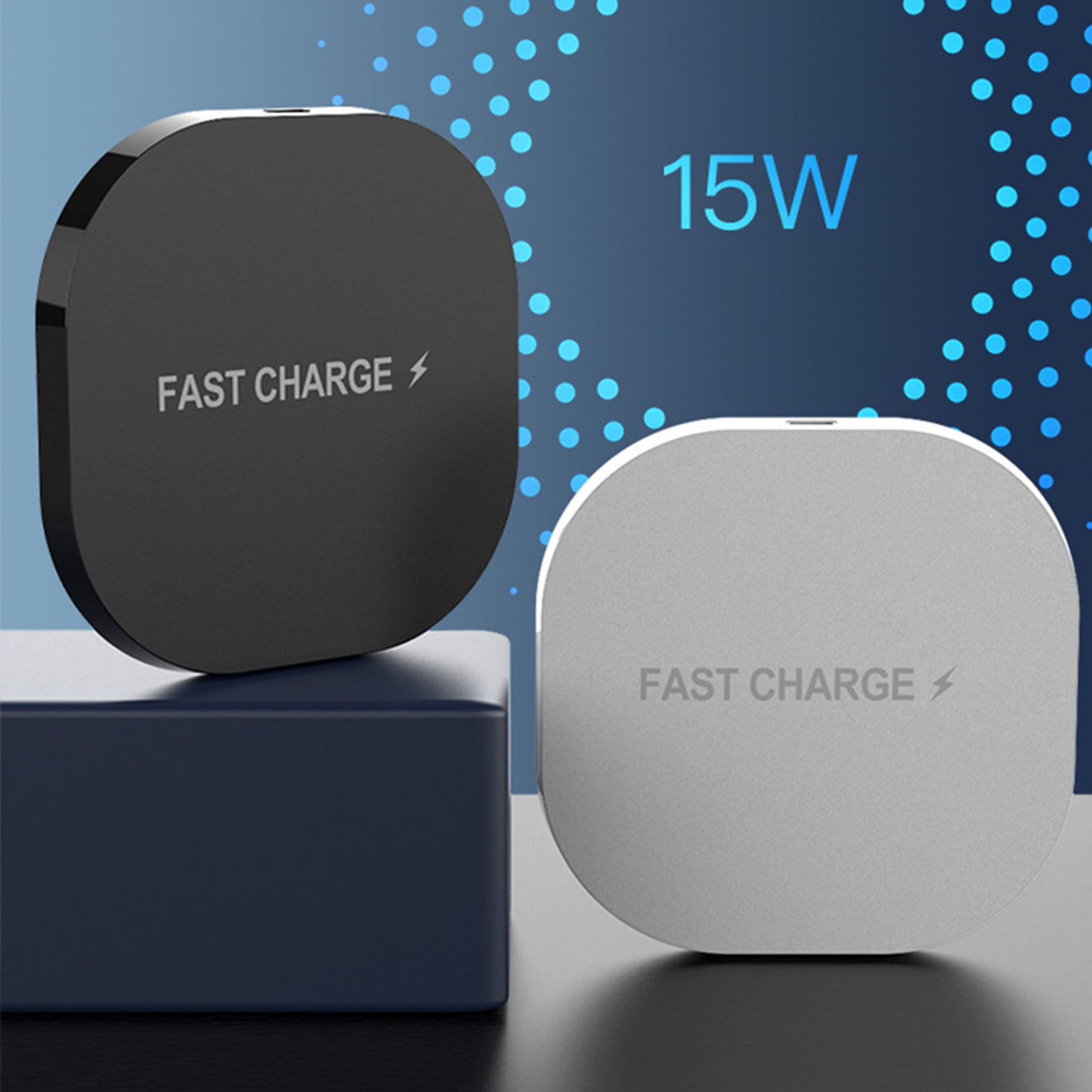 15W Fast Wireless Charger, Qi Certified Standalone Charger, Dual Device ...