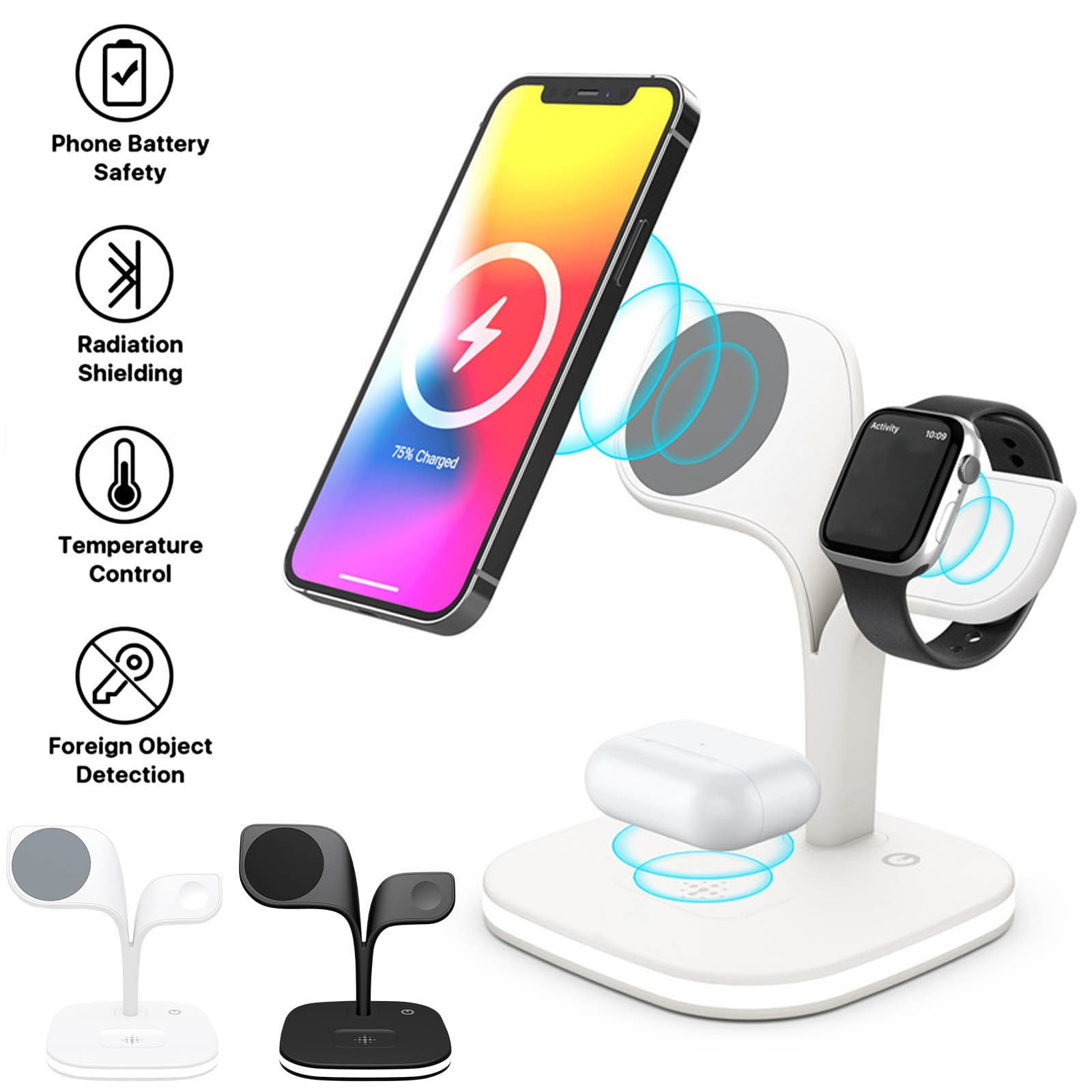 15W Magnetic Y-Shaped Earphones, Wireless Charging Stand, Ergonomic Fit ...