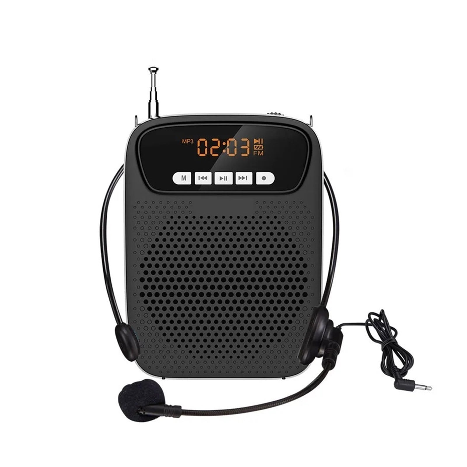 15W Portable Voice Amplifier Wired Microphone FM Radio AUX Audio ...