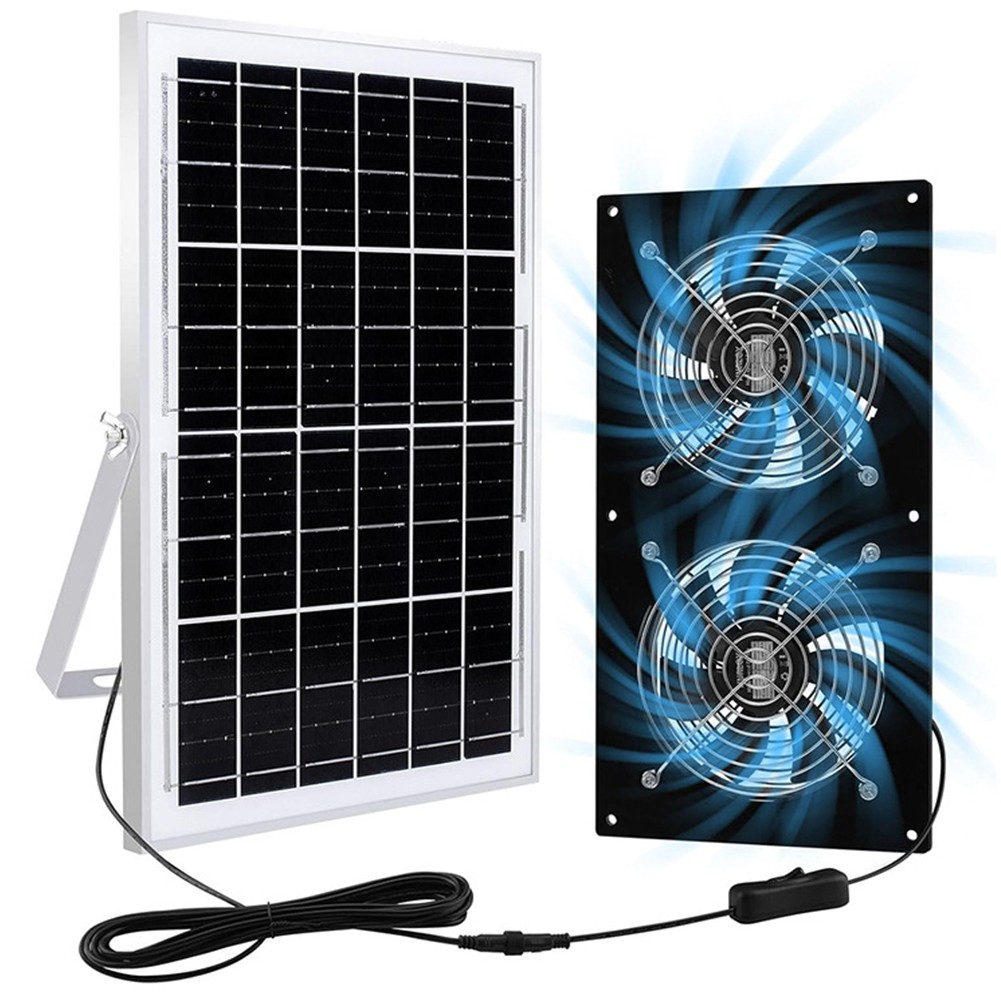 15W Solar Powered Exhaust Fans Dual Exhaust Fan Waterproof For Chicken ...