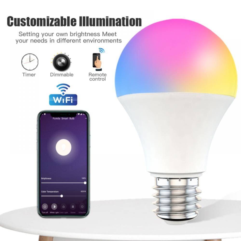 15W WiFi Smart Light Bulb E27 B22 Dimmable RGB+CCT 85-260V Smart Light Bulb Voice Control Work ...