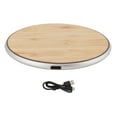 15W Wireless Charger Round Bamboo Cell Phone Wireless Charger for ...