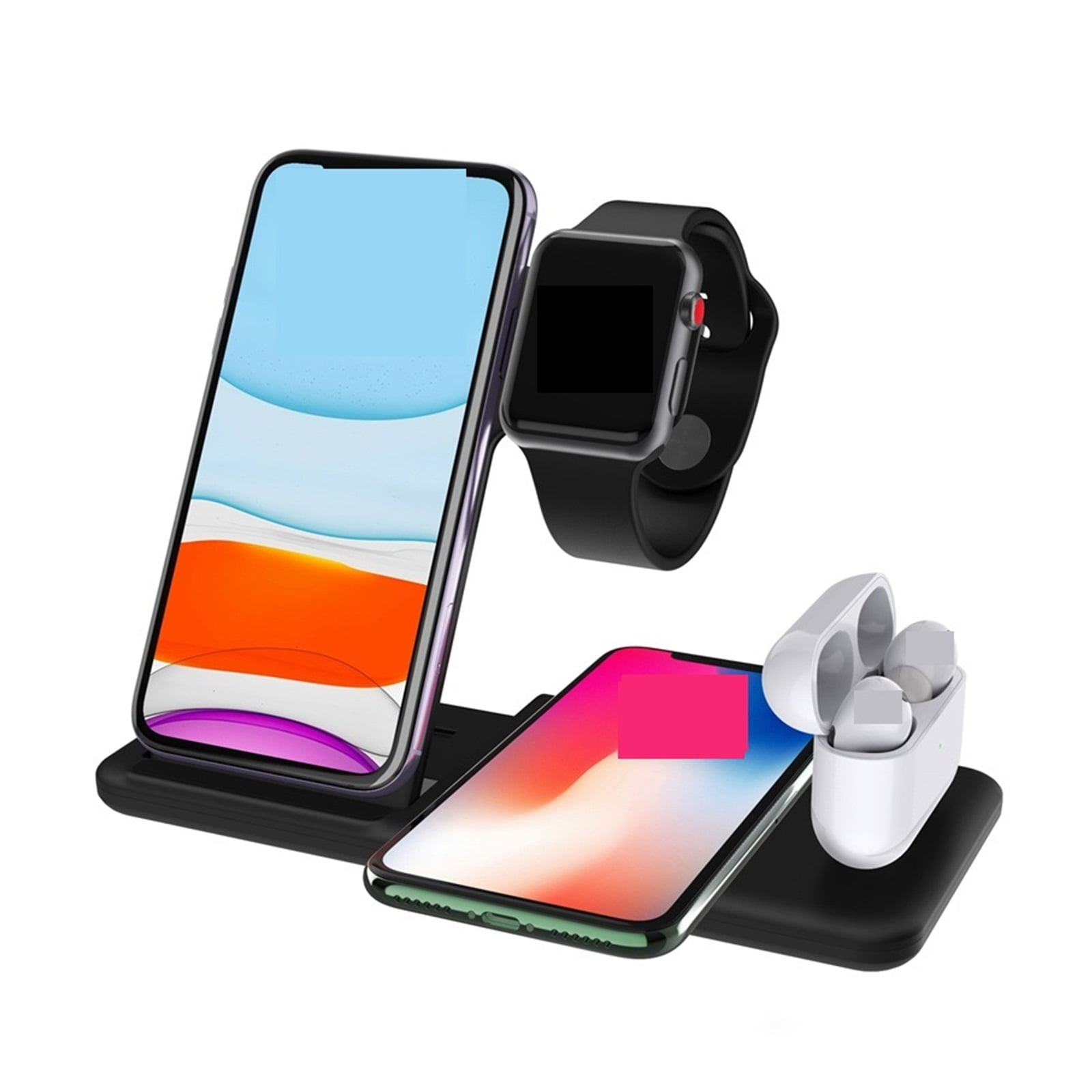 15W Wireless Charger Stand 4 In 1 Fast Charging Dock Station For Watch ...