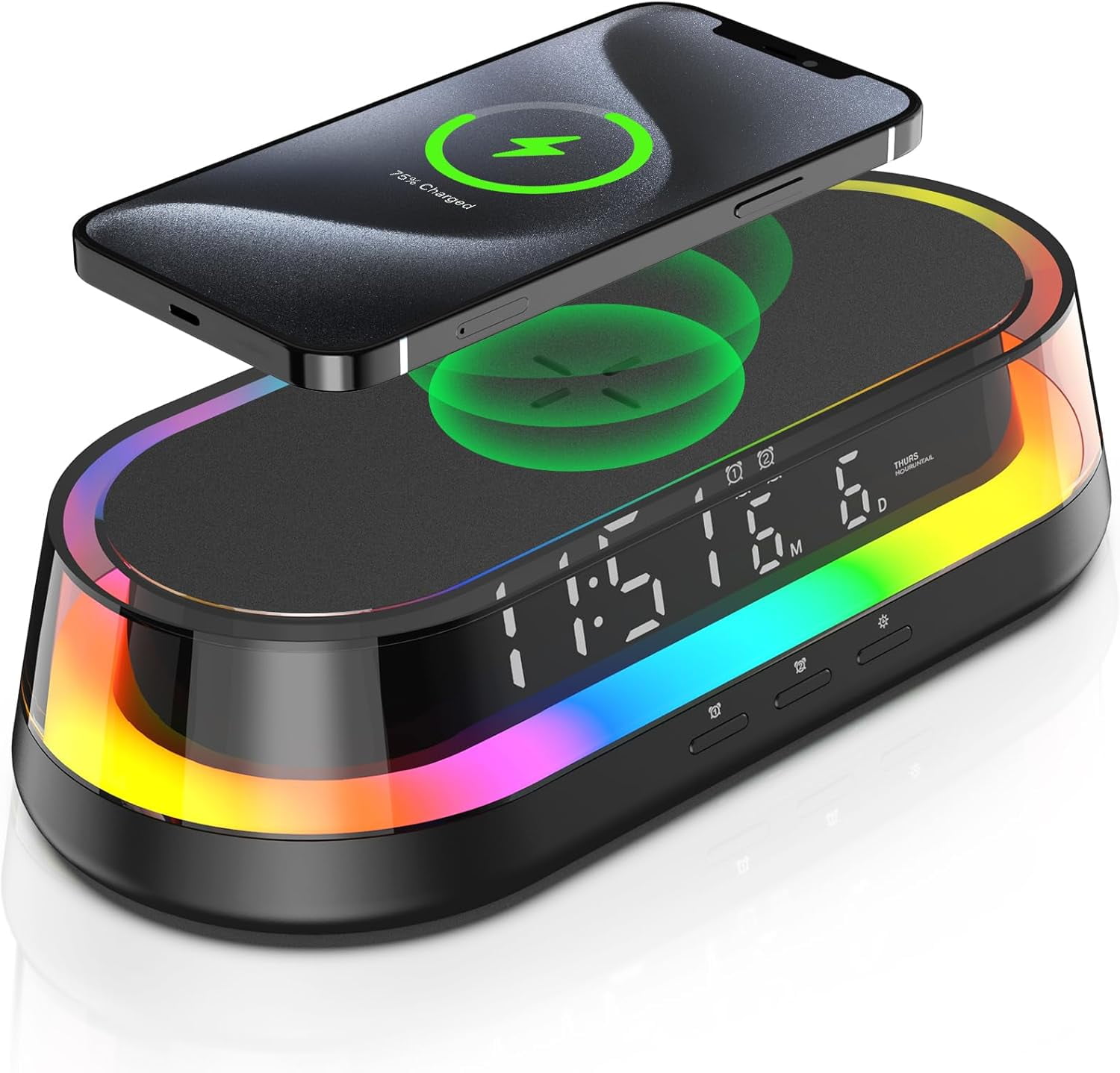 15W Wireless Charger with USB Charging Port,Alarm Clock for Bedrooms ...