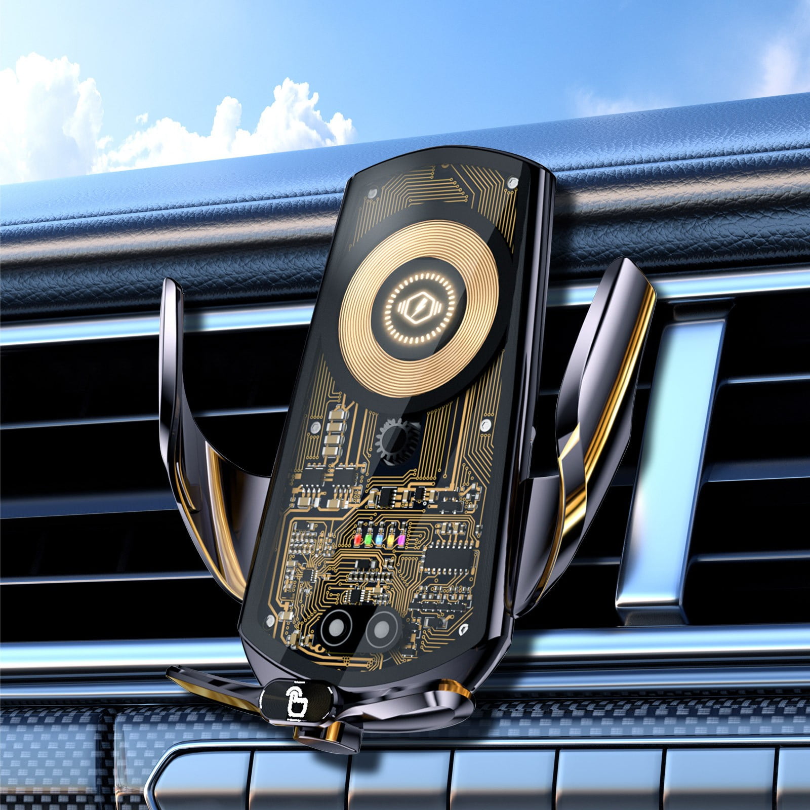 15W Wireless Fast Charging Car Mount with 360° Rotation, Auto Clamp ...