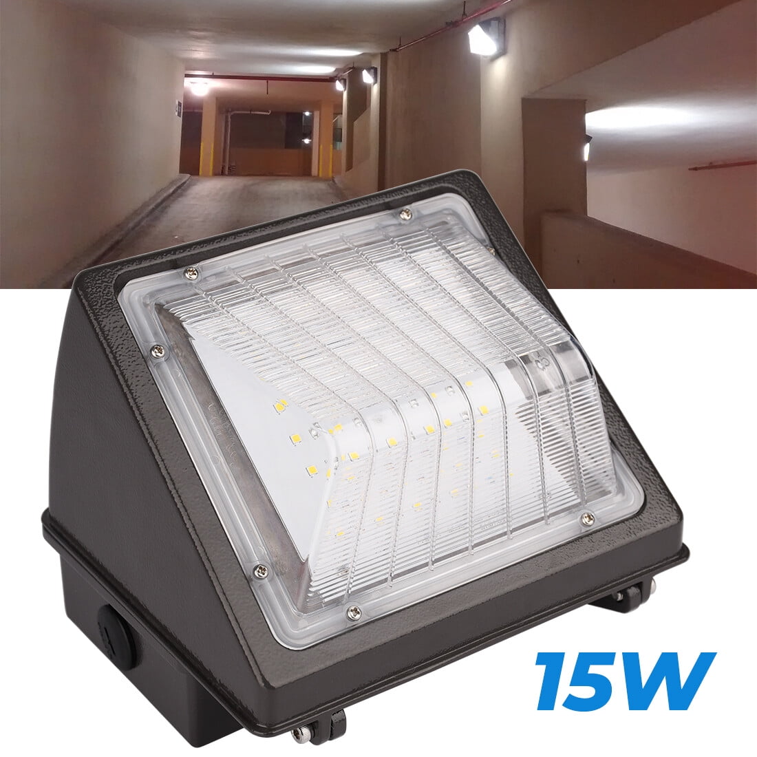 15Watt LED Wall Pack Fixture 5000K Commercial Outdoor Security Light ...