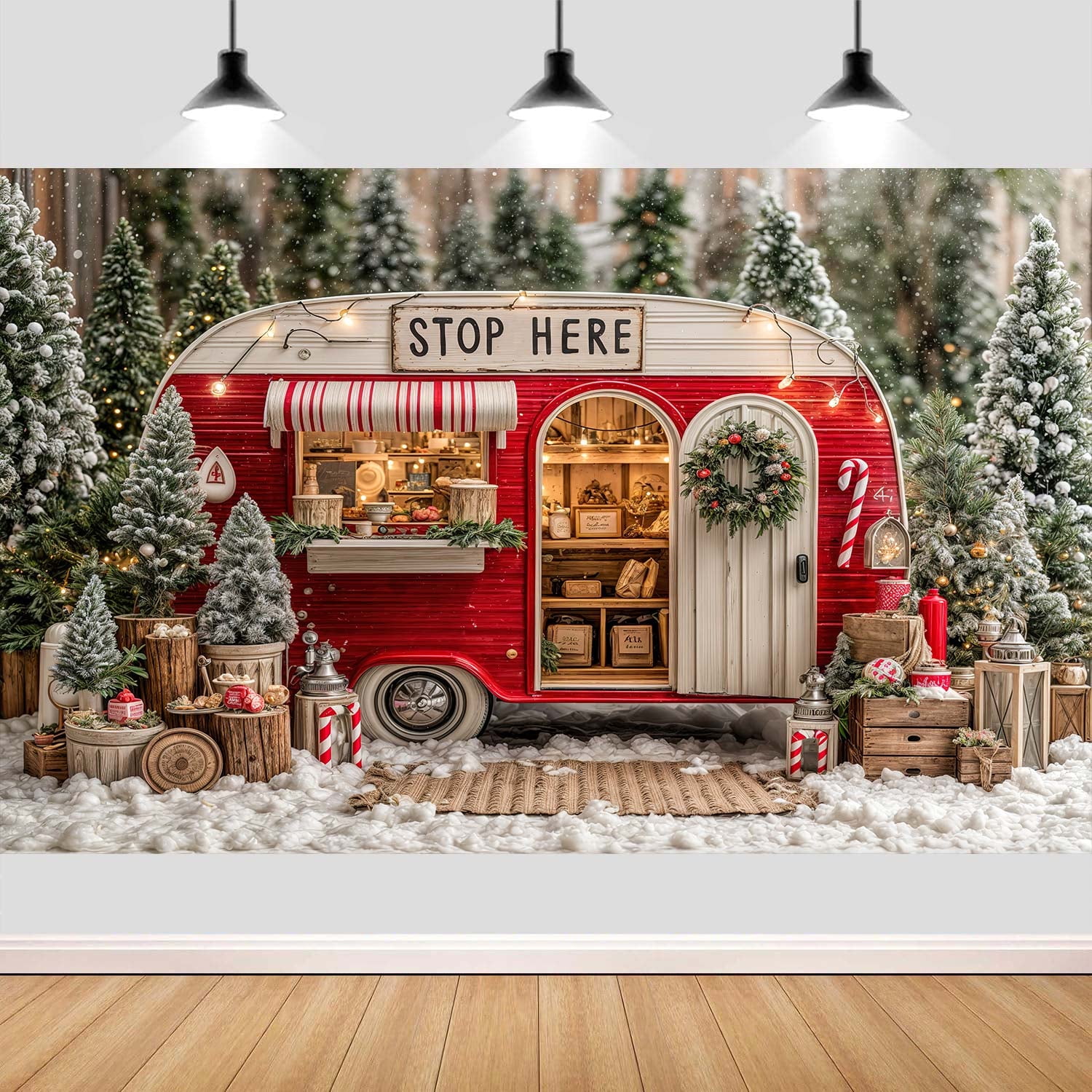 15X10ft Christmas Camper Party Decor Backdrop, Winter Snowy Forest Pine ...