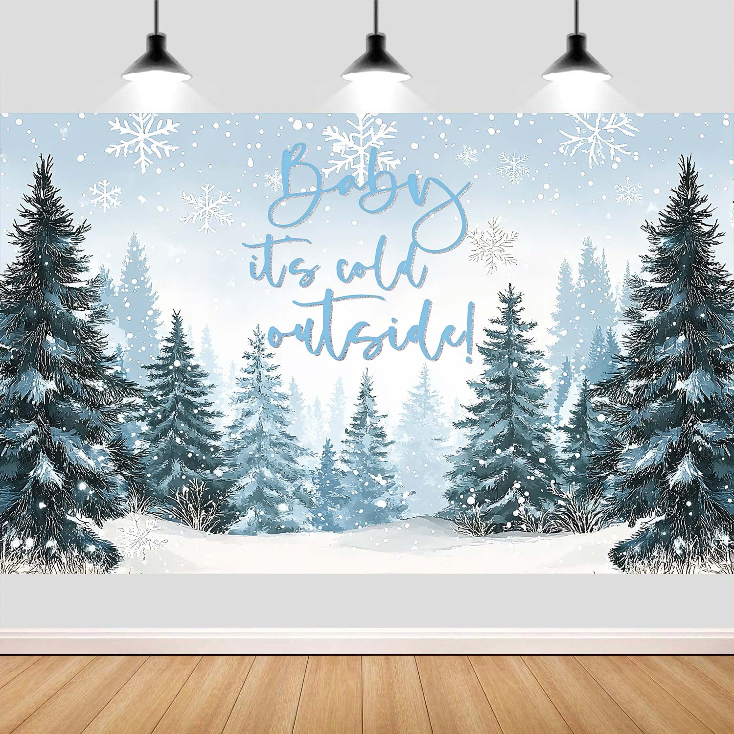 15X10ft Winter Forest Baby Shower Backdrop, Baby It's Cold Outside ...