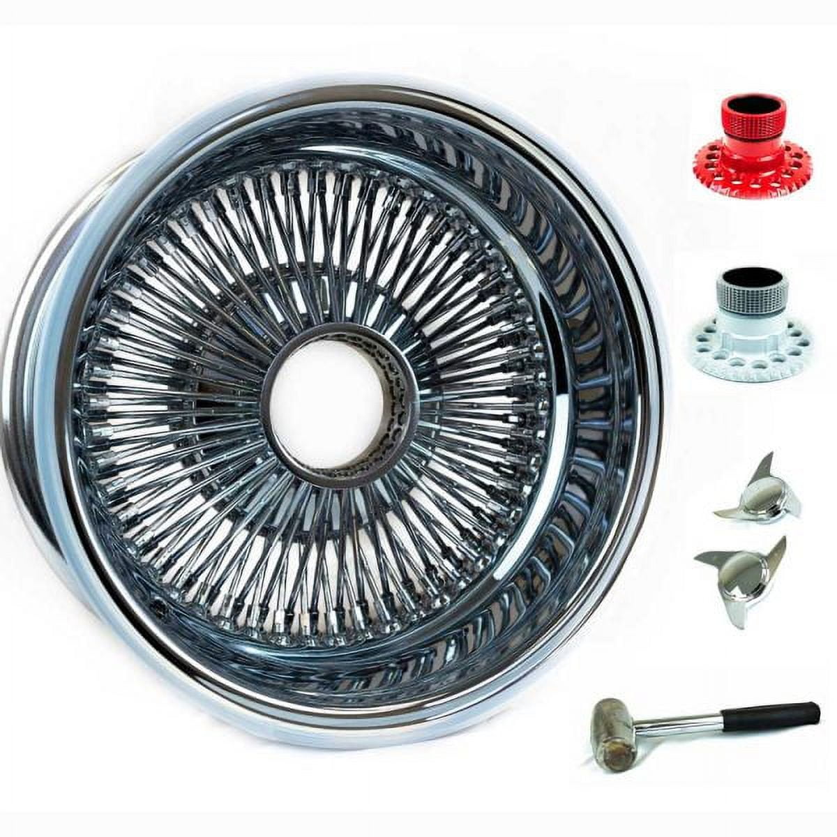 15X7 Reverse Chrome 100 Spokes Lowrider Wire Wheel 15 in - Set of 4 ...