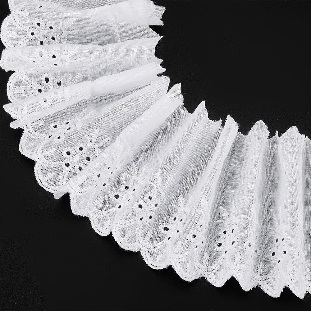 15Yard Eyelet Lace 3-5/8inch Wide White Cotton Eyelet Lace Sewing Trim ...