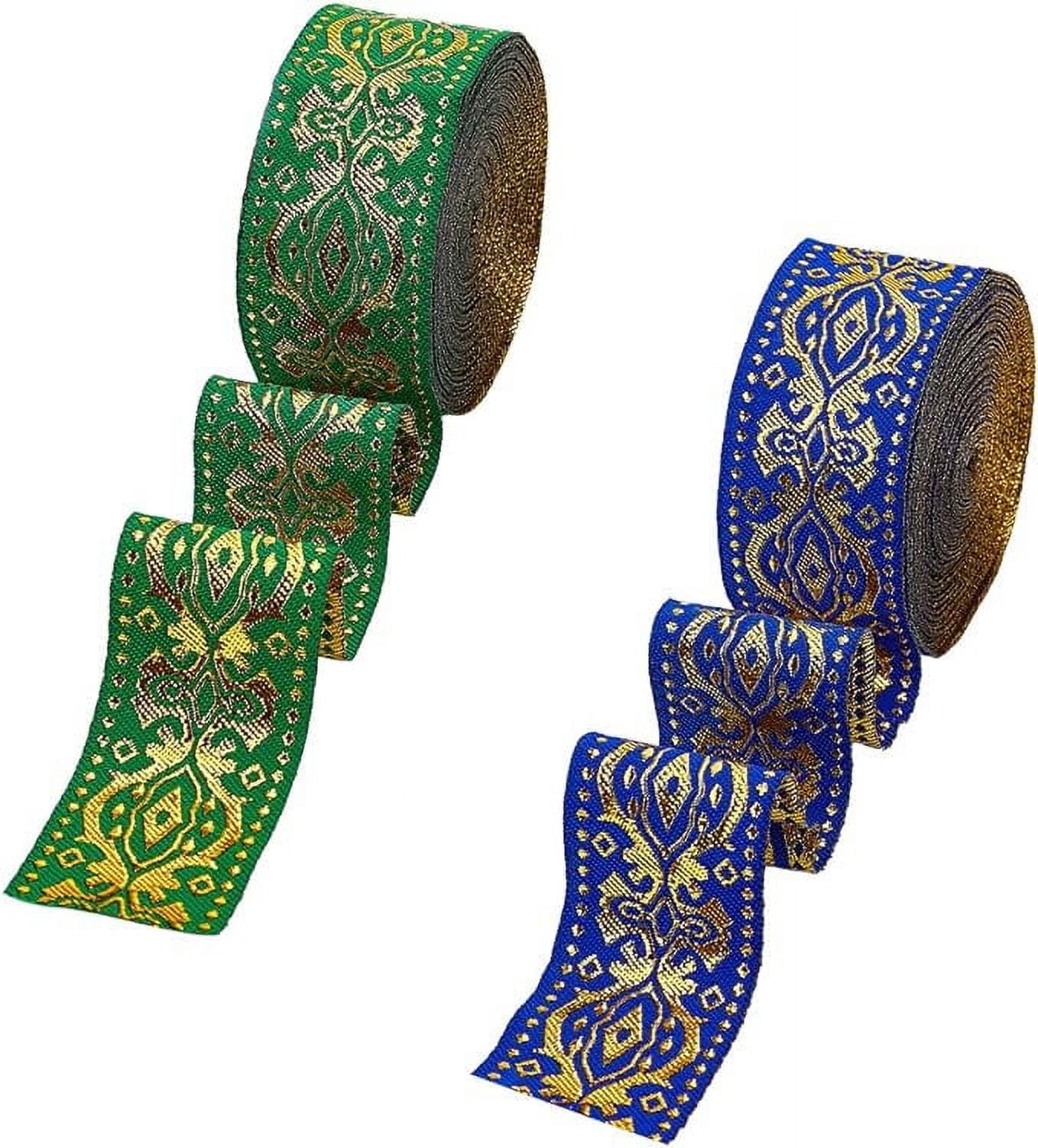 15Yards 1.2inch Ethnic Jacquard Ribbon, 2 Colors Floral Emobridered ...