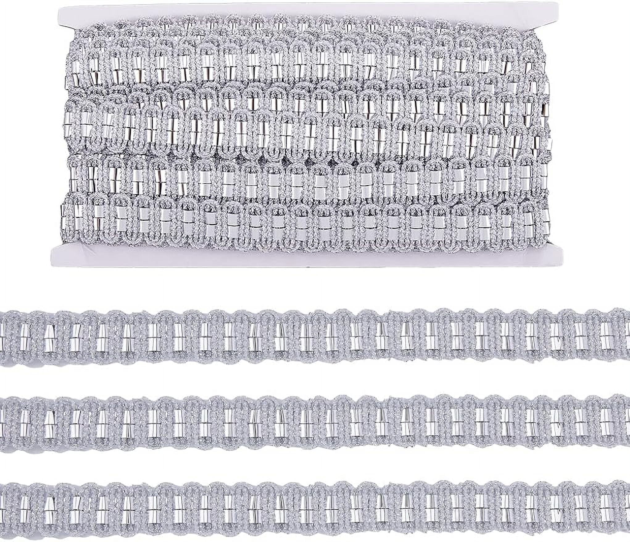 15Yards 20mm Polyester Ribbon Braid Trim Silver Edge Woven Gimp Braid ...