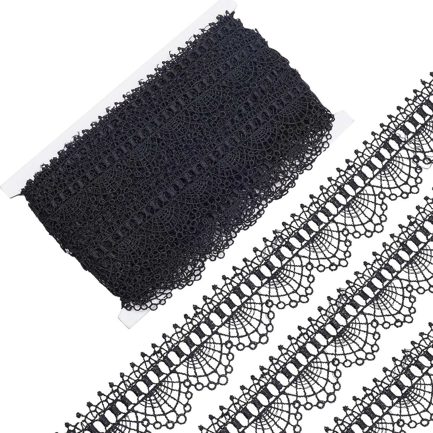15Yards Black Venice Craft Lace Trim 1.5inch Polyester Wavy Ribbon ...