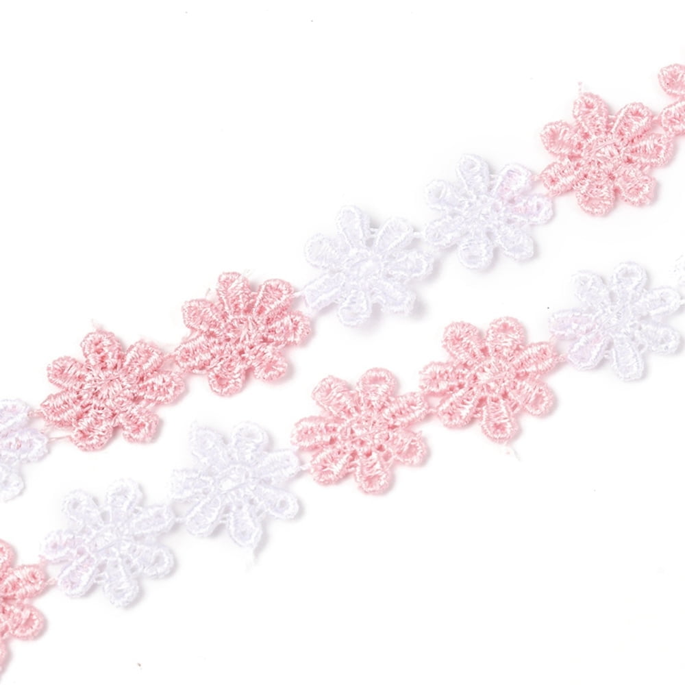 15Yards Daisy Flower Polyester Lace Trims Embroidered Applique Sewing ...