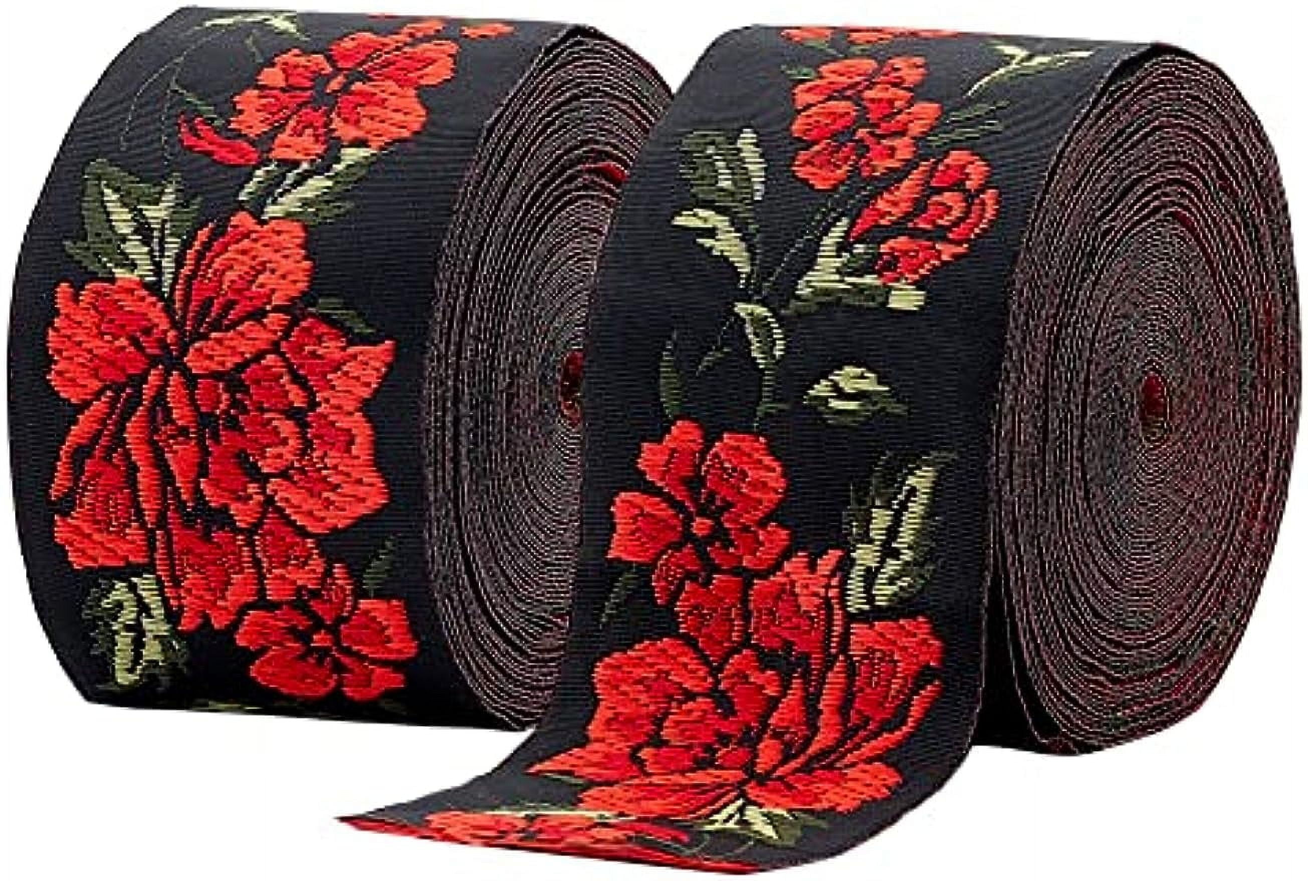 15Yards Flower Jacquard Ribbon 2 Inch Embroidery Ribbons Vintage Woven ...