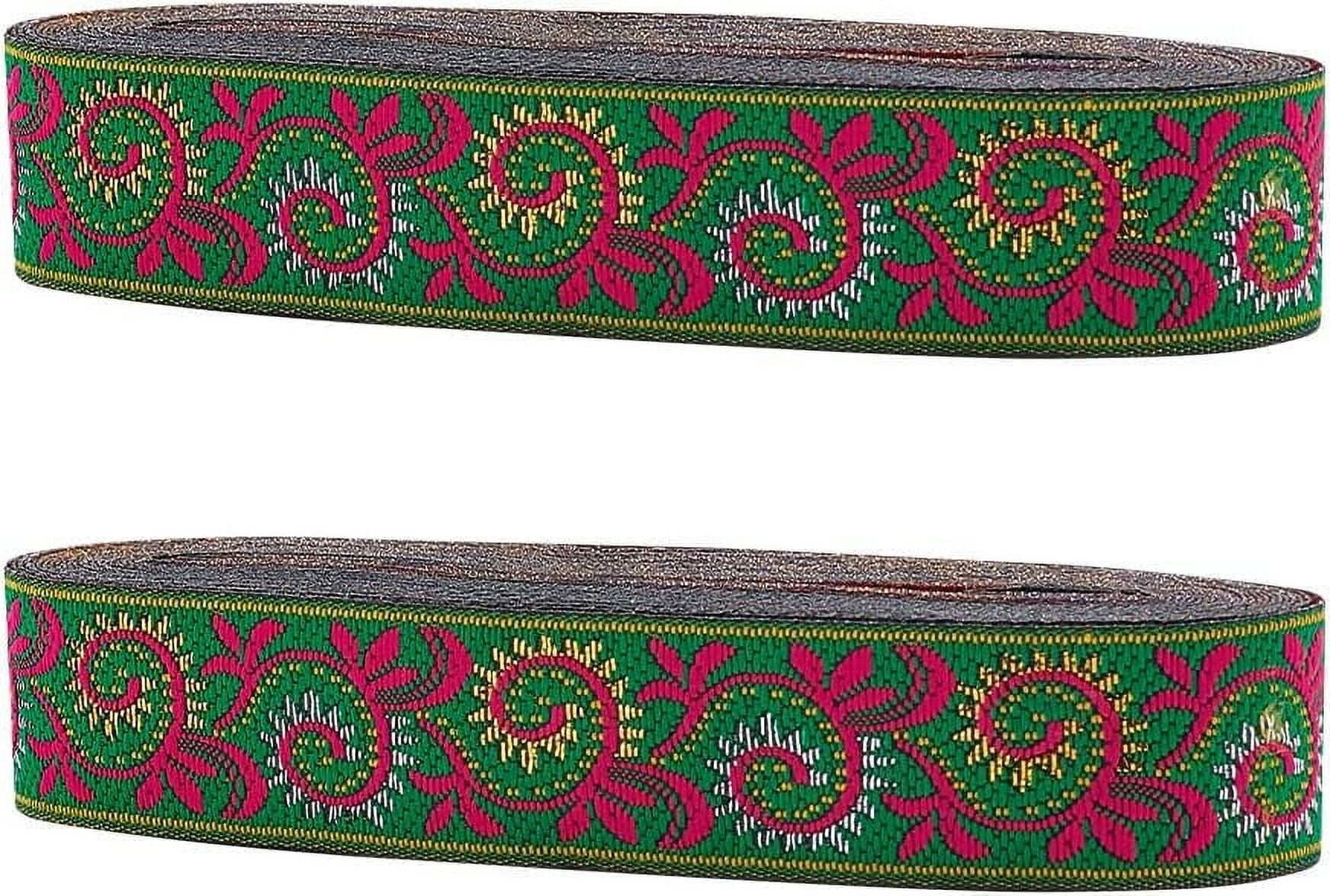 15Yards Jacquard Ribbon 1 inch Lime Color Floral Pattern Jacquard ...