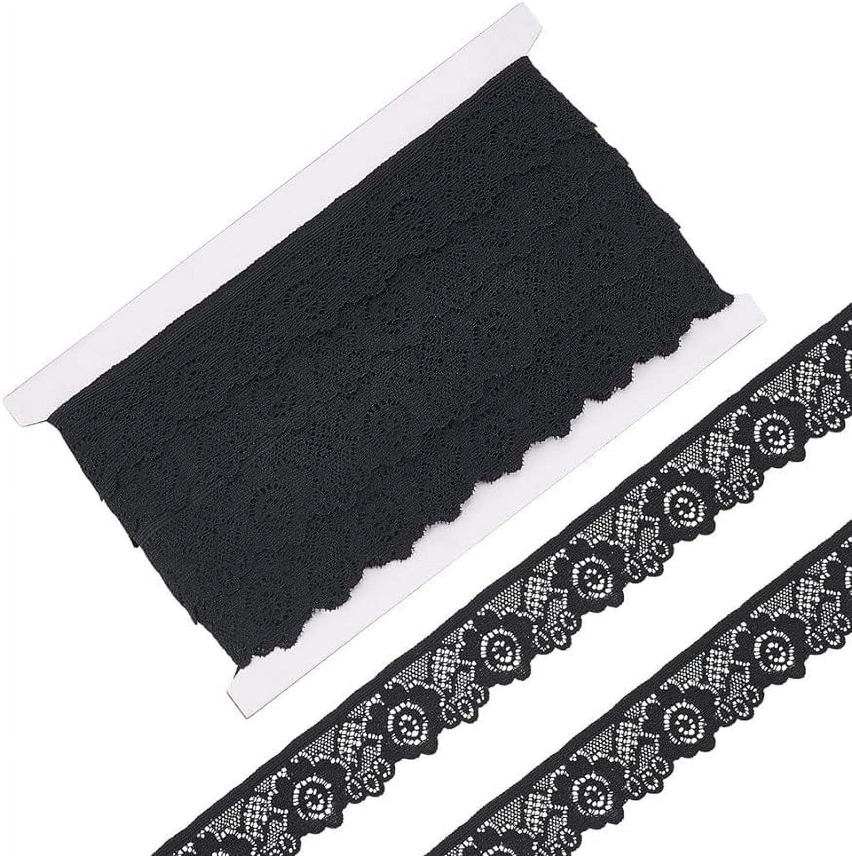 15Yards Vintage Lace Trim 1-1/4 inch Wide Black Lace Ribbon Stretchy ...