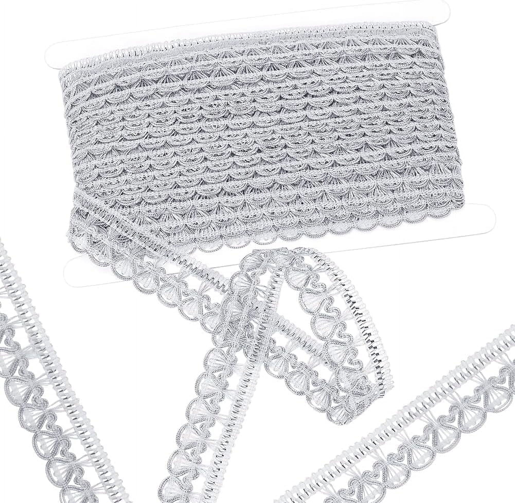 15Yds*27mm Metallic Braid Lace Trim Silver Shell Shape Lace Ribbon ...