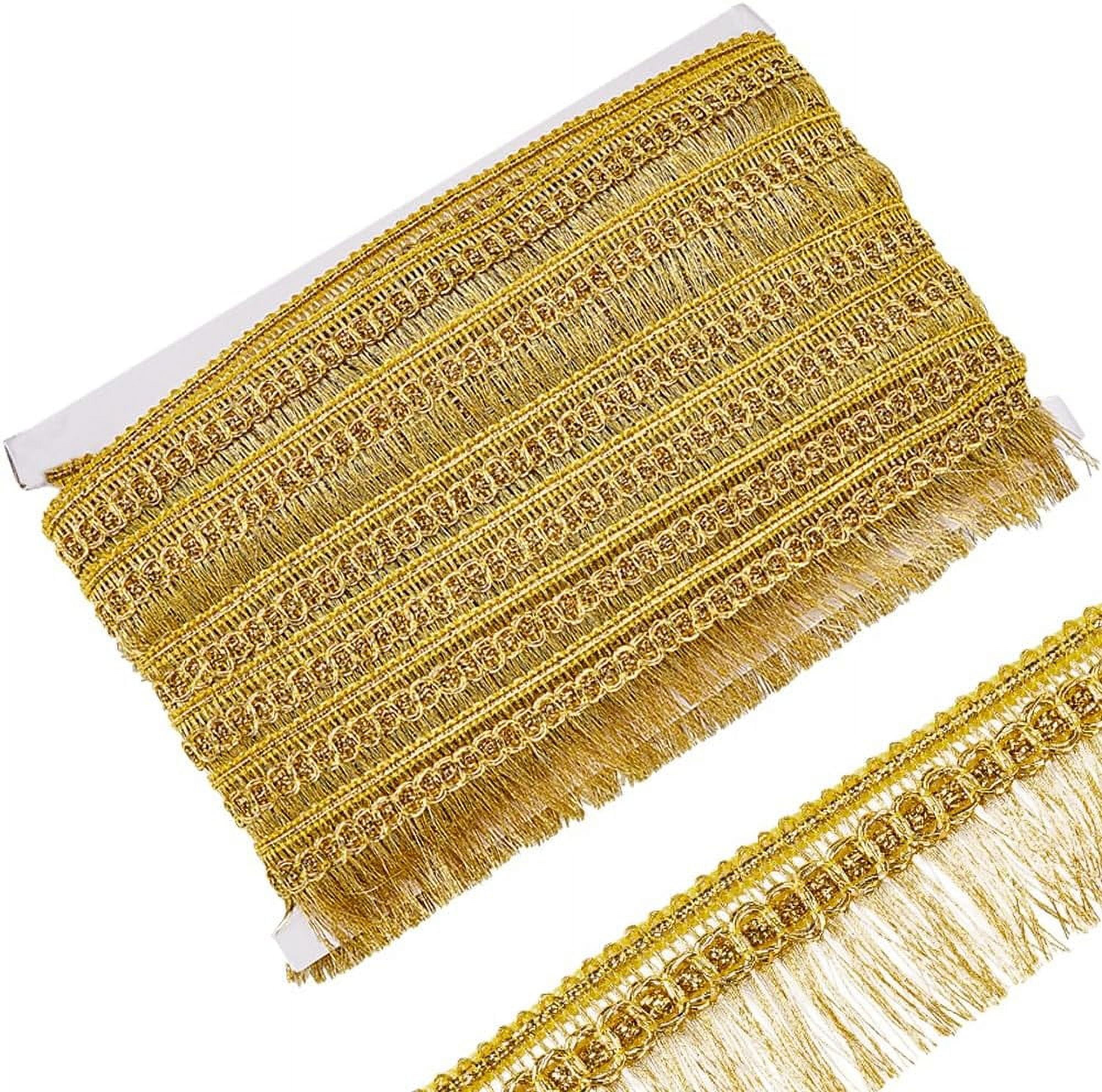 15Yds Gold Fringe Tassel Trim 1-1/4 inch(32mm) Wide Metallic Lace Trim ...