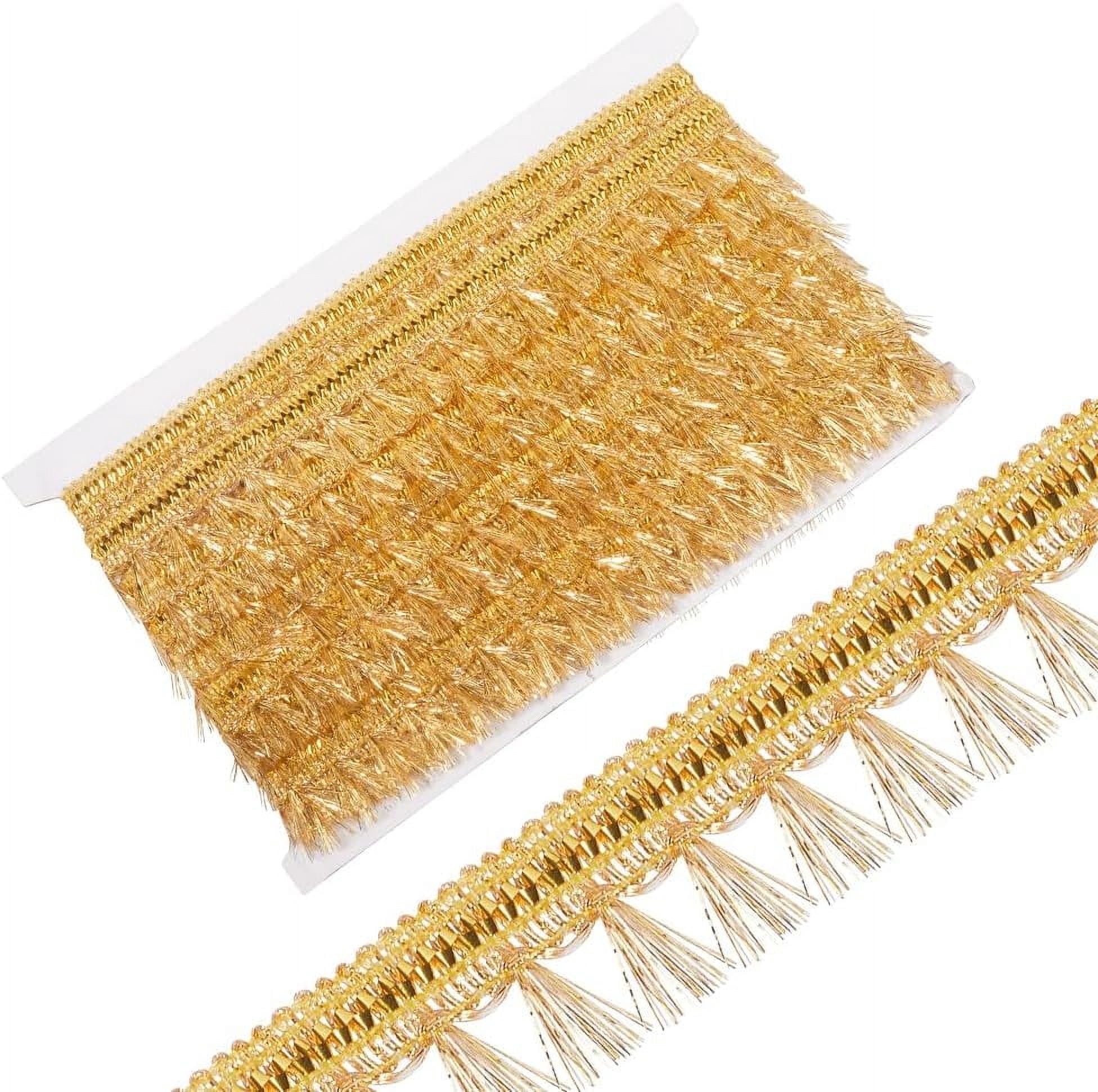 15Yds Metallic Fringe Tassel Trim Glitter Lace Trim Light Khaki Ribbon ...