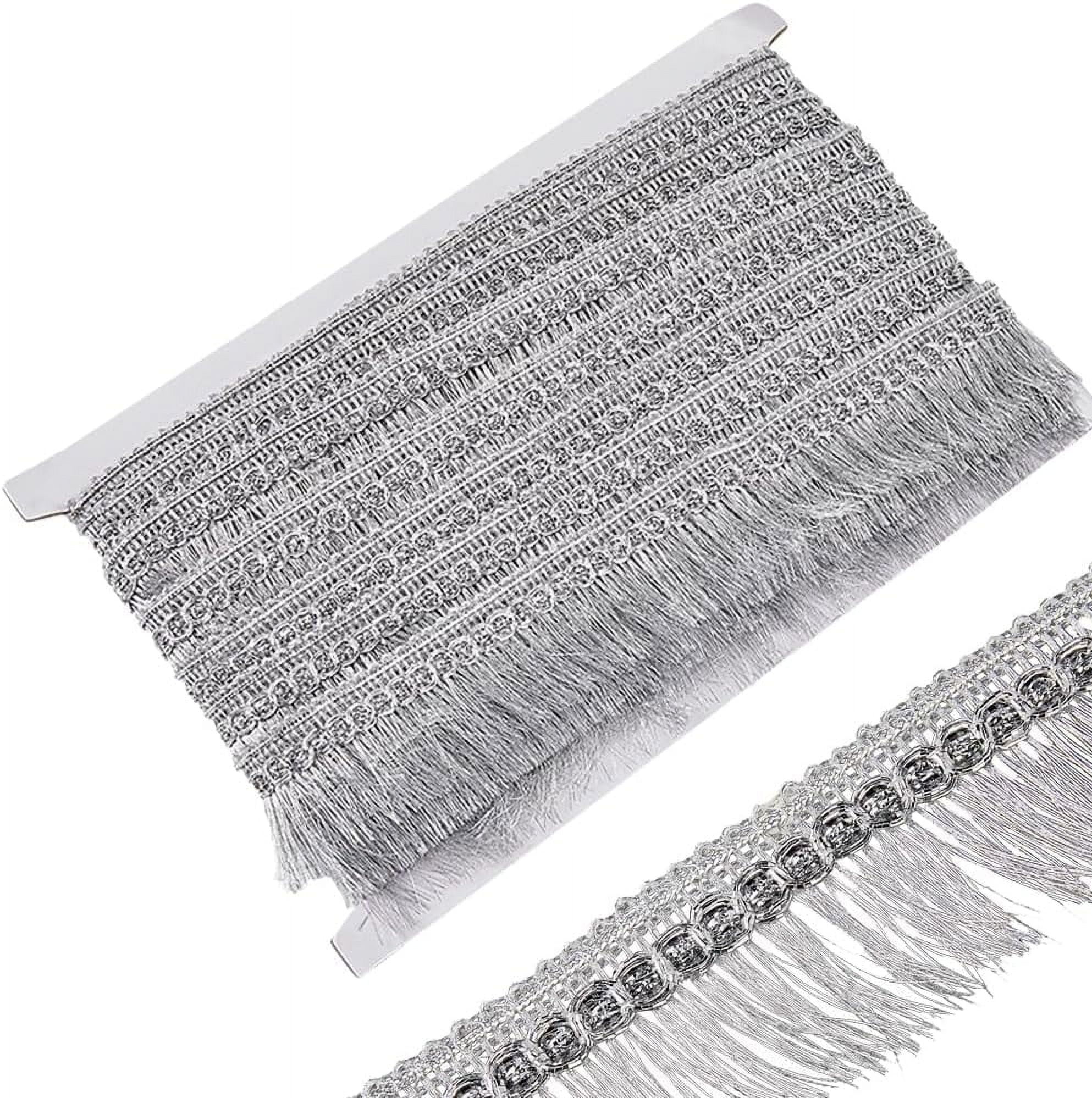 15Yds Silver Fringe Tassel Trim Metallic Lace Trim Ribbon with Tassel 1 ...