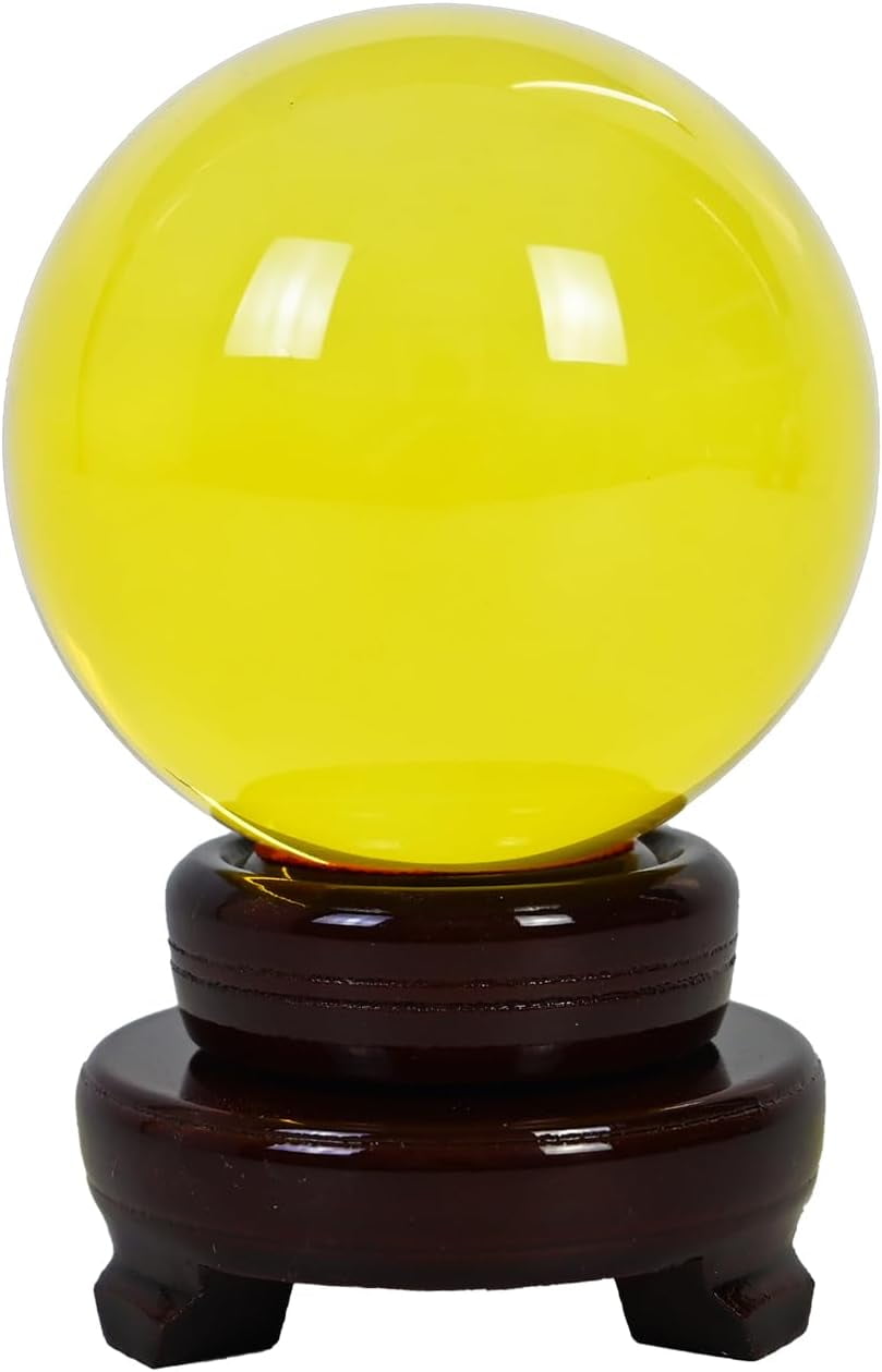15cm/5.91in Yellow Crystal Ball, Meditation Divnation Feng Shui Crystal ...