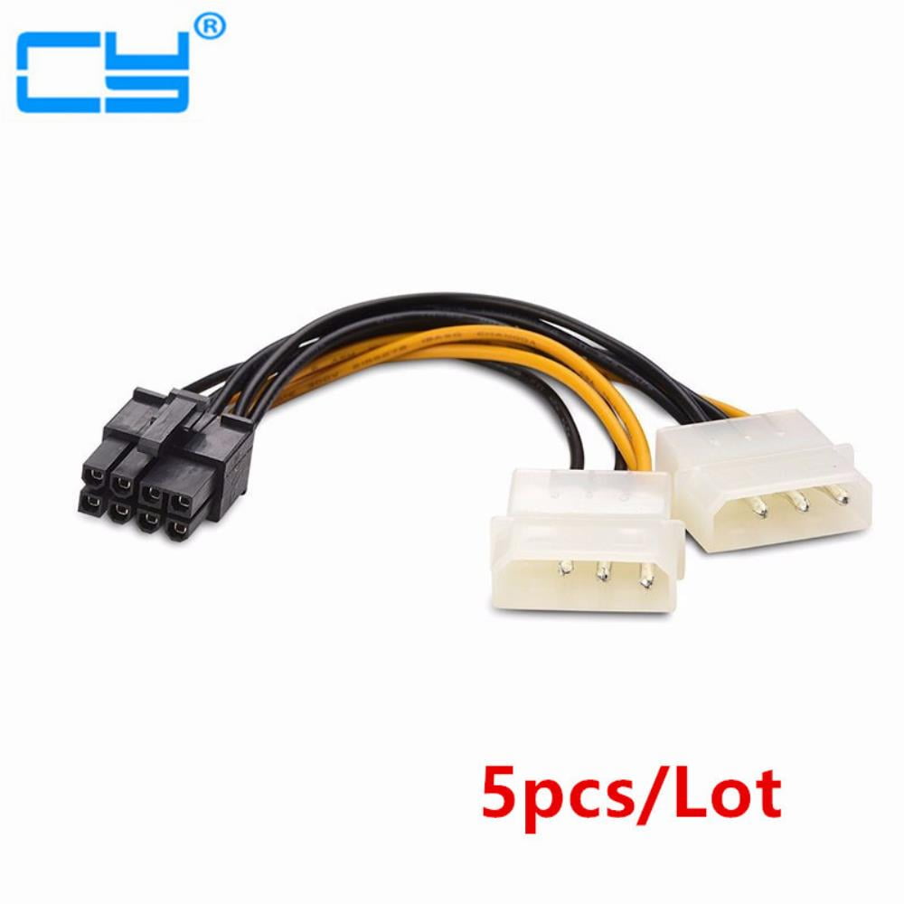 15cm 5pcs/Lot 8 Pin PCI Express Male To Dual LP4 4Pin Molex IDE PCI-E ...