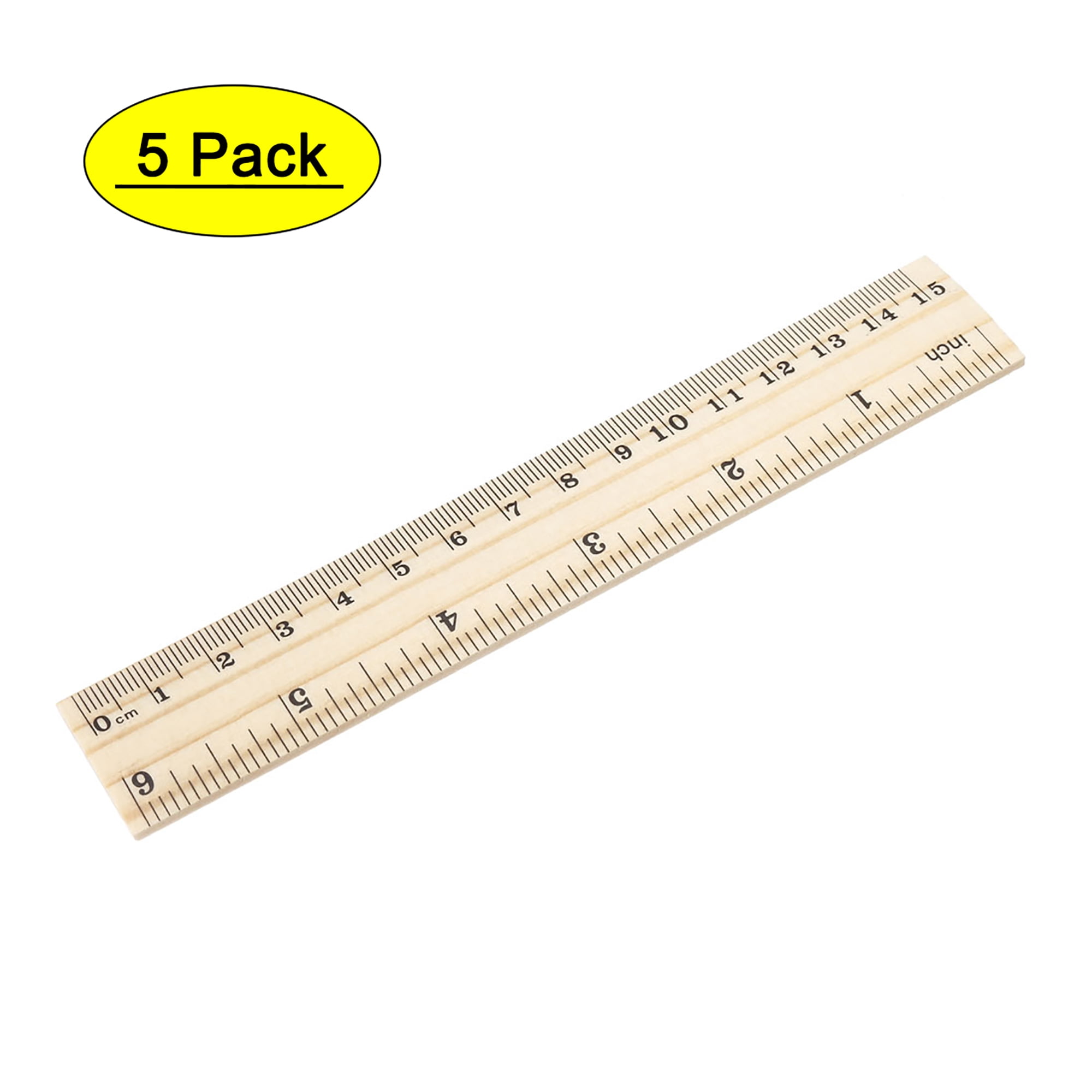 15cm 6 Inch Wood Ruler 2 Scale Office Measuring Wooden Rulers 5 Pack ...