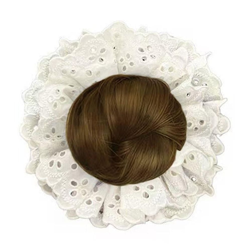 15cm Bun Wig with Flower Bud Design, Polyester Fiber, Korean Style, for ...