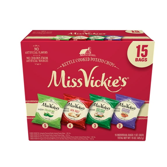 Frito-Lay Miss Vickie's Kettle Cooked Potato Chips, 4 Flavor Variety ...