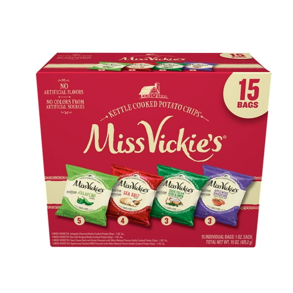 Miss Vickie's Kettle Cooked Sea Salt & Vinegar Potato Chips, Crunchy ...