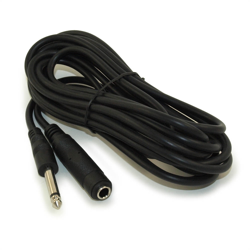 15ft 1/4" MONO (TS) EXTENSION Cable, Male/Female, 28AWG, Nickel Plated ...