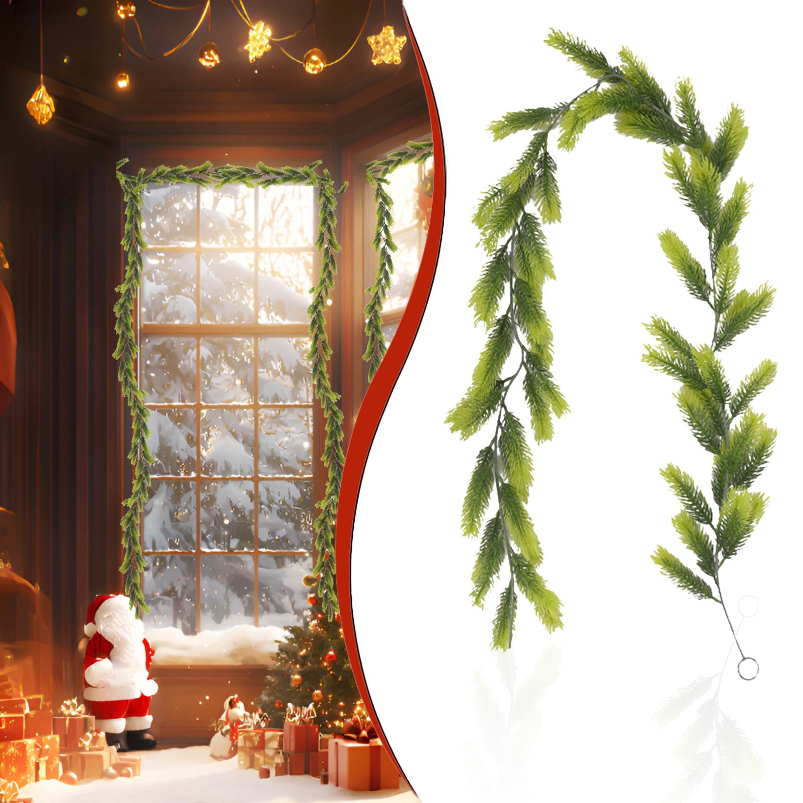 15ft Artificial Garland with Natural Greenery, Reusable Christmas ...