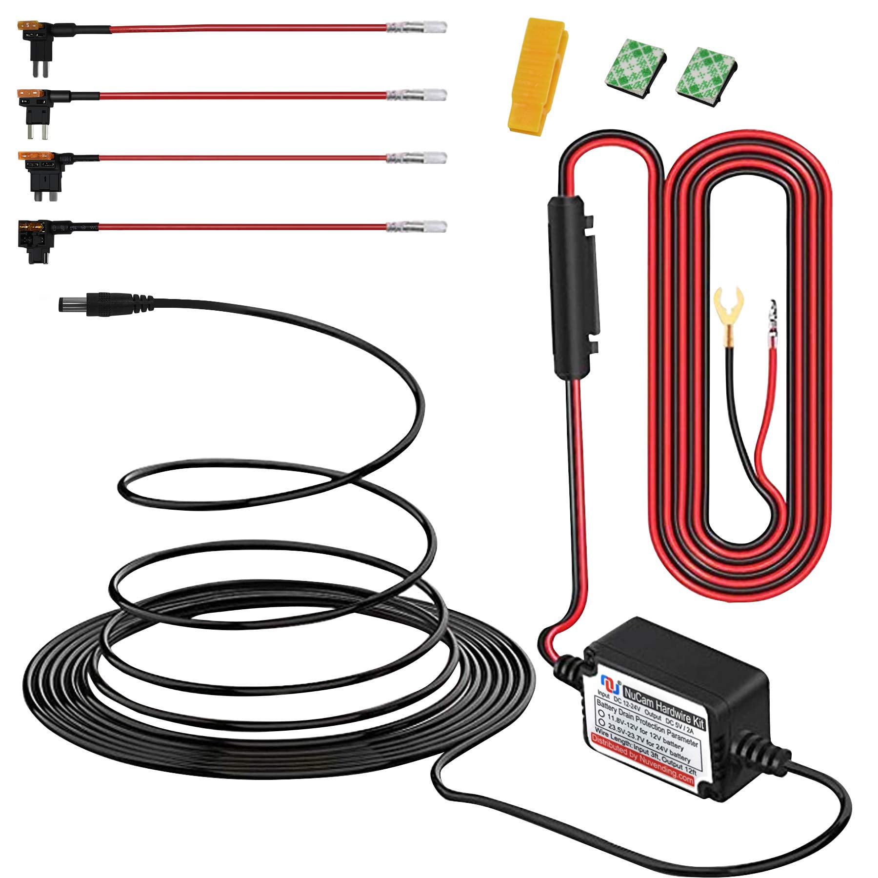 15ft Car Dash Cam Hardwire Kits,DC 5.5mm Head Charge Cable Tools w ...