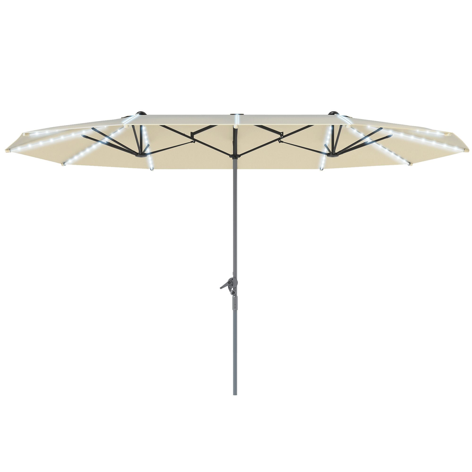 15ft Double-Sided Outdoor Umbrella with Solar Lights, UPF50+ Extra ...