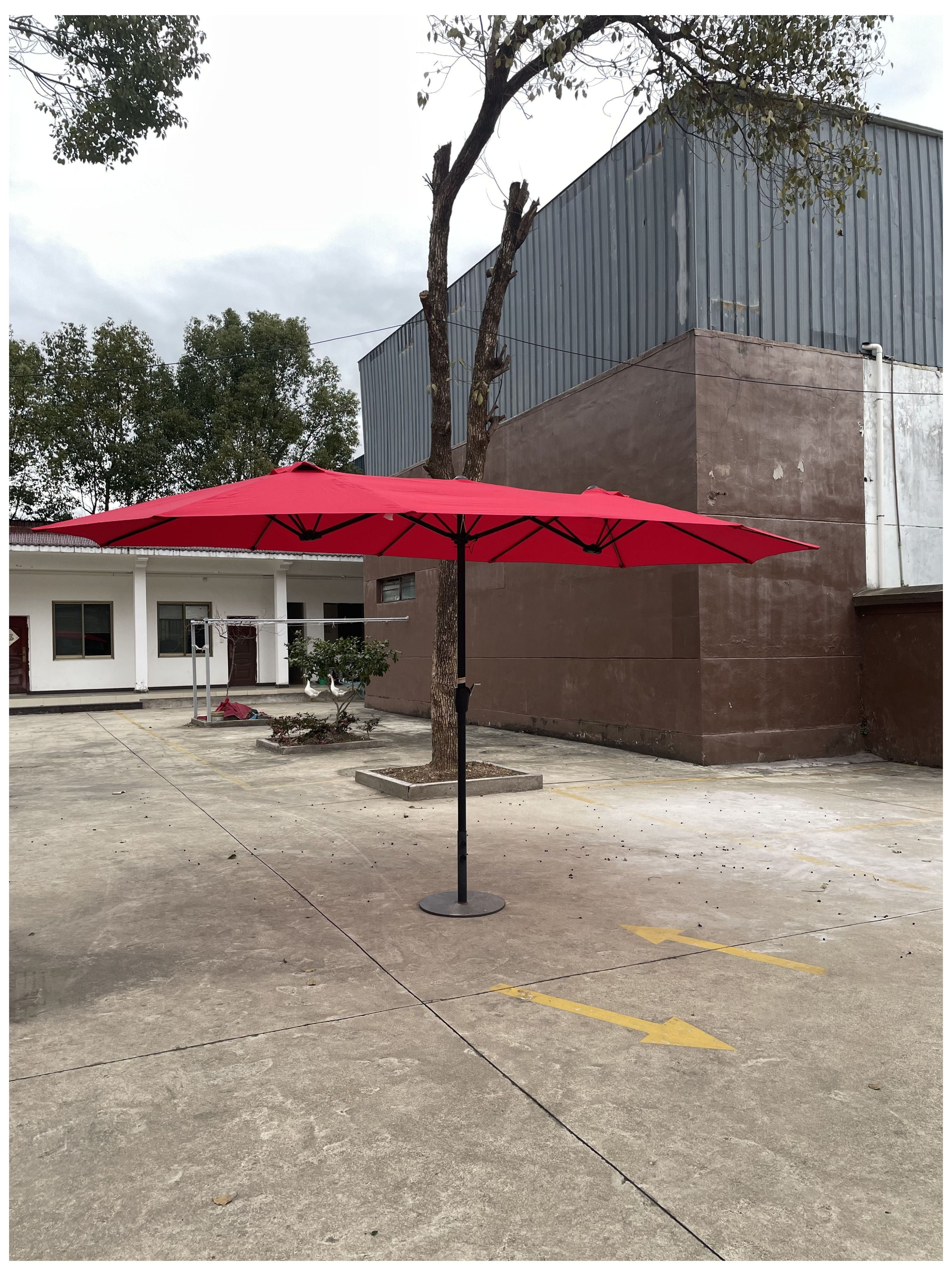 15ft Double-Sided Patio Umbrella with Crank Lift - Large Outdoor Shade Canopy for Garden, Lawn ...