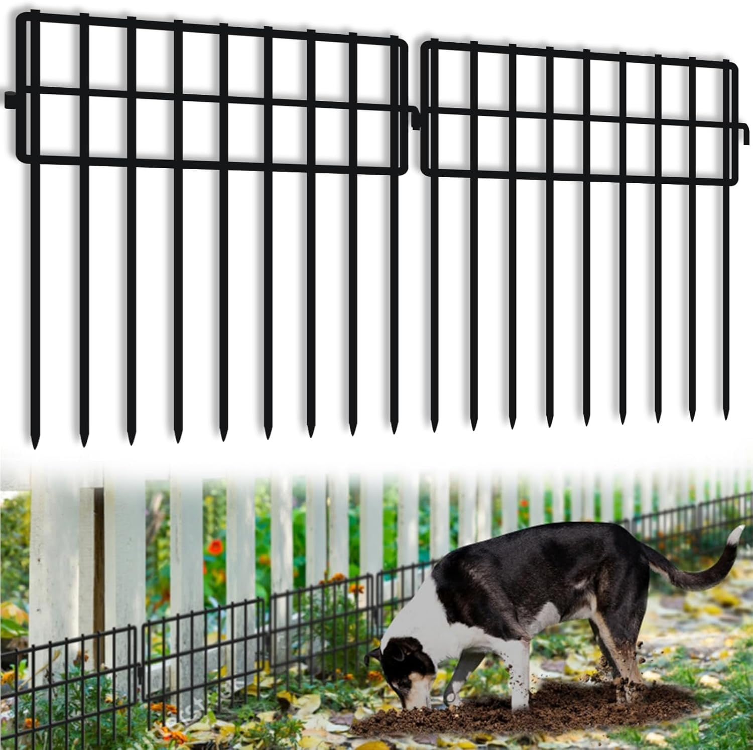 15ft(L) x 13in(H) Animal Barrier Fence, 15 Panels No Dig Garden Fences ...