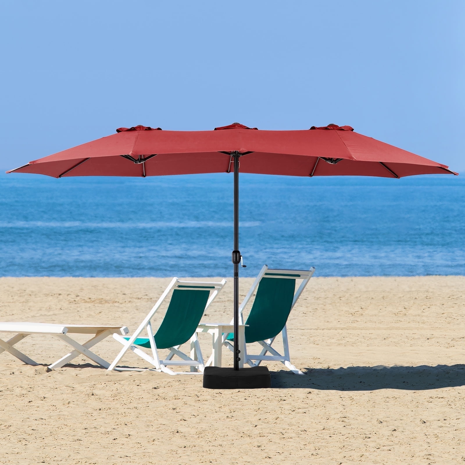 NON-BRAND 15ft Red Patio Umbrella, Rectangle Outdoor Umbrella - Walmart.com