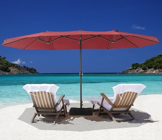 15ft Large Patio Umbrellas with Base Included,Outdoor Double-Sided ...