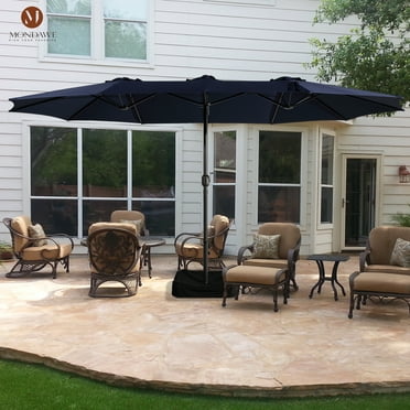 15ft Patio Umbrella with Light and Base Included, Double Sided Outdoor ...