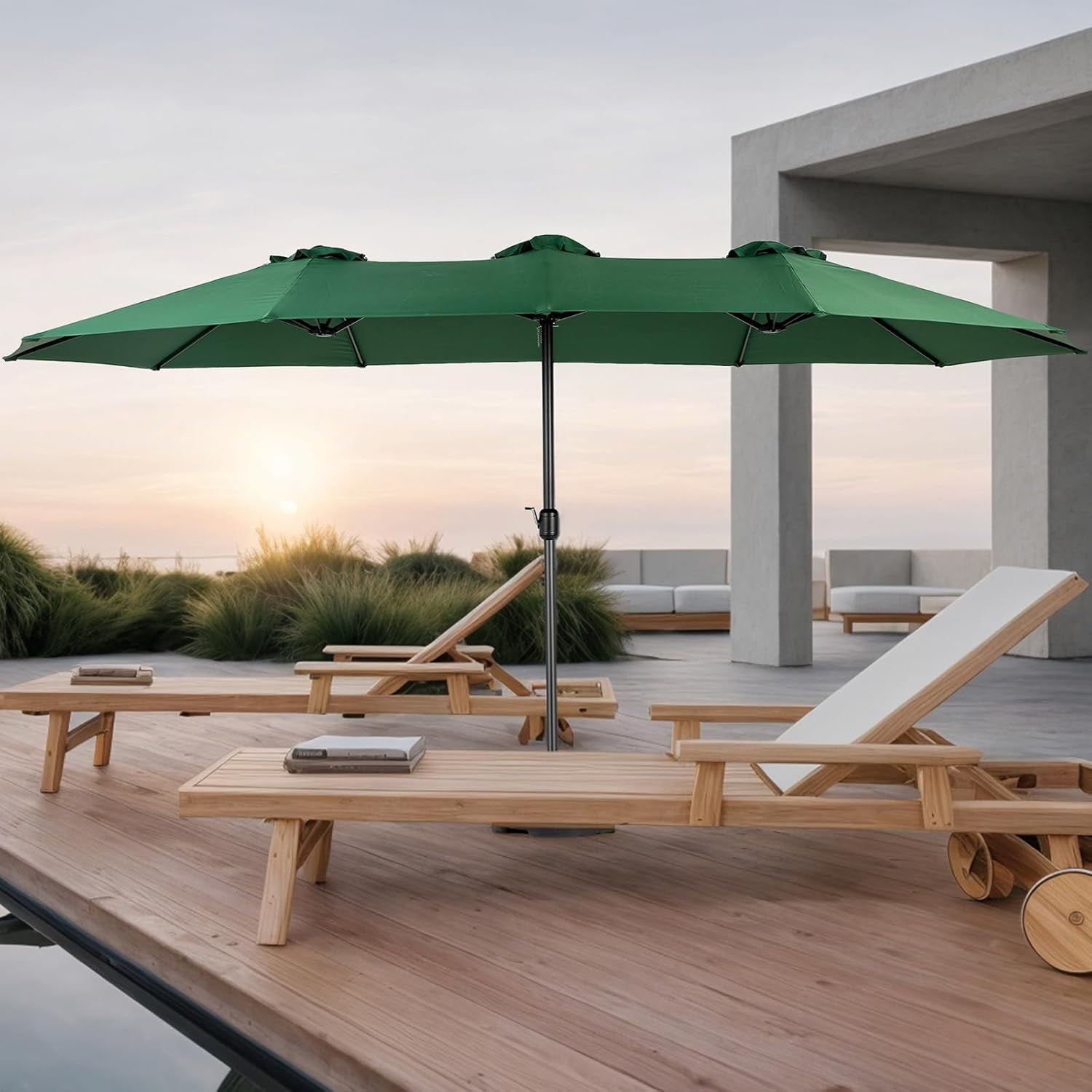 15ft Patio Umbrella with 12 Steel Ribs, Outdoor Umbrellas For Patio ...