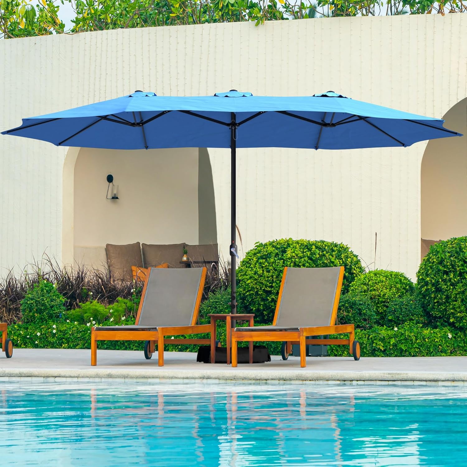 15ft Patio Umbrella with Base Included Large Outdoor Double Sided ...