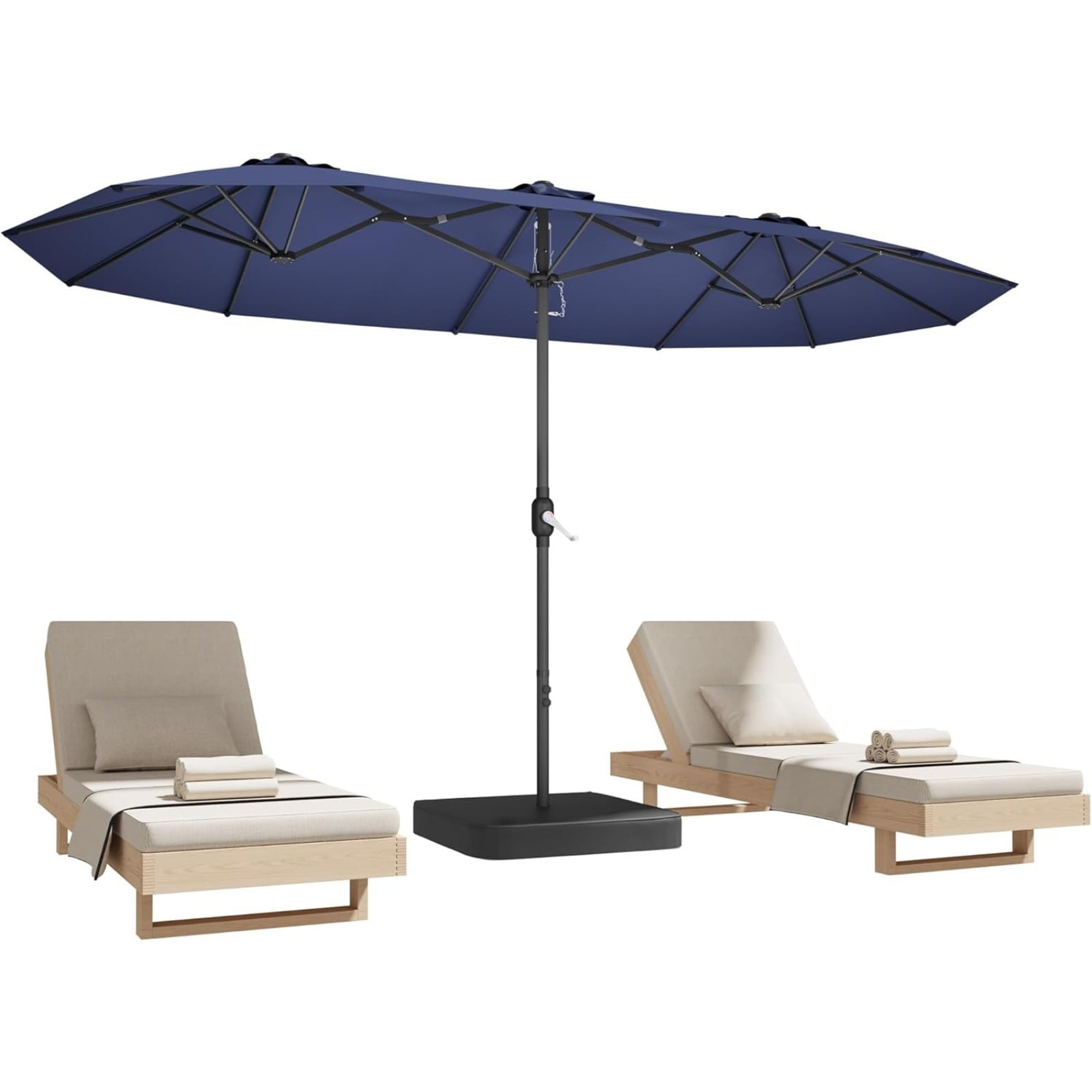 15ft Patio Umbrella with Base,Large Outdoor Double-Sided Rectangle ...