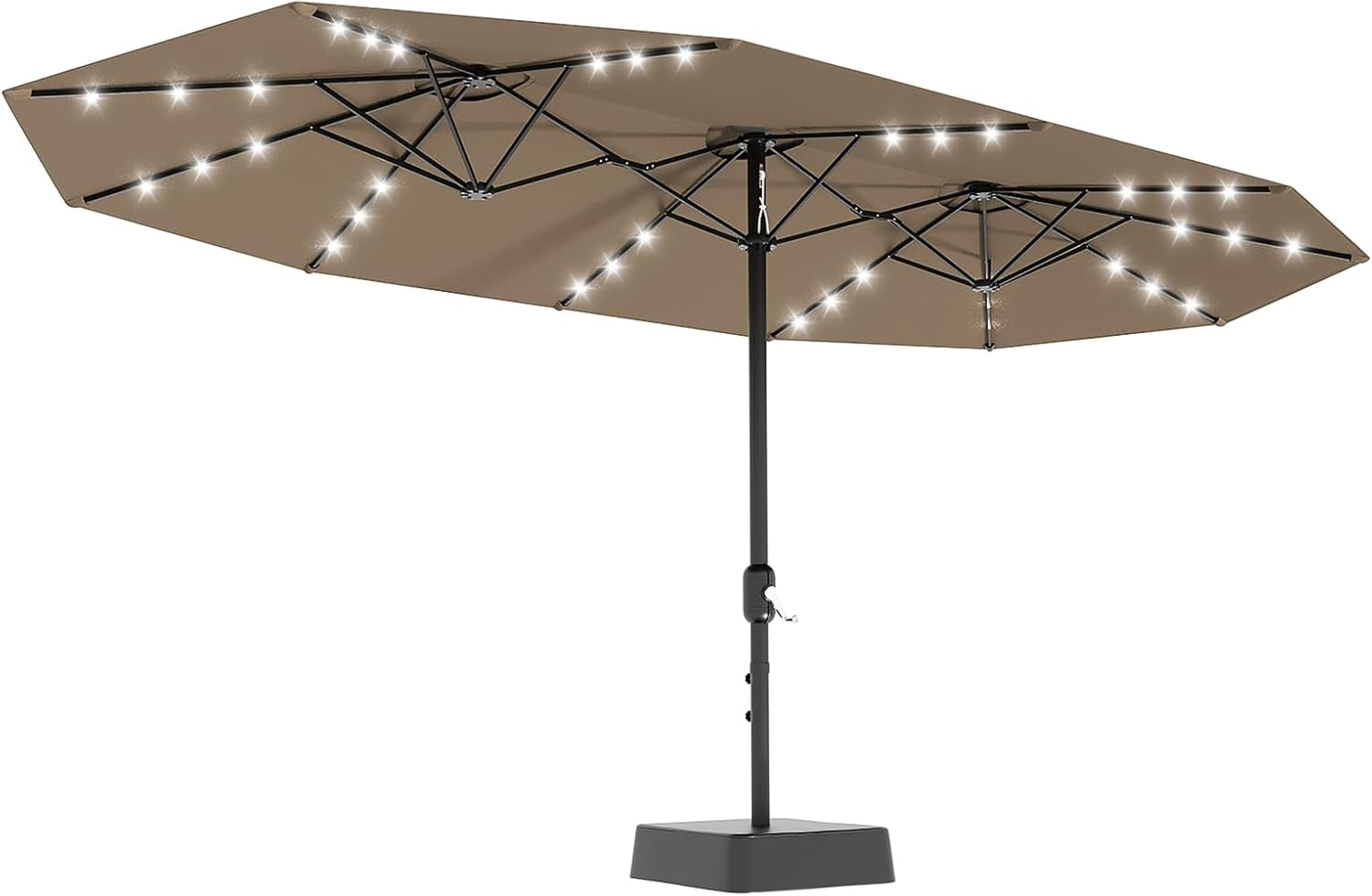 15ft Patio Umbrella with Solar Lights, Outdoor Large Umbrellas with ...